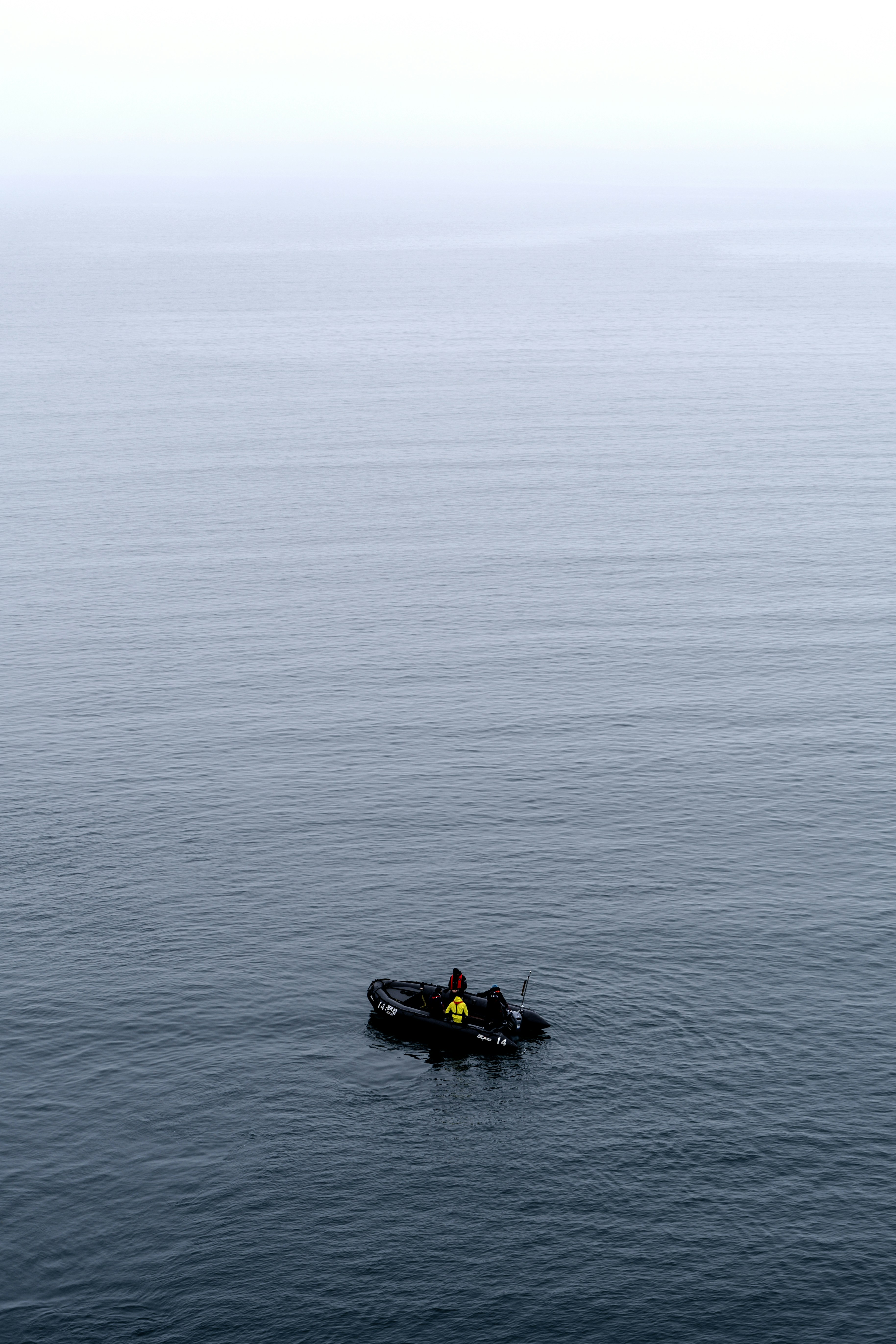 A lonely boat in foggy Iceland.
