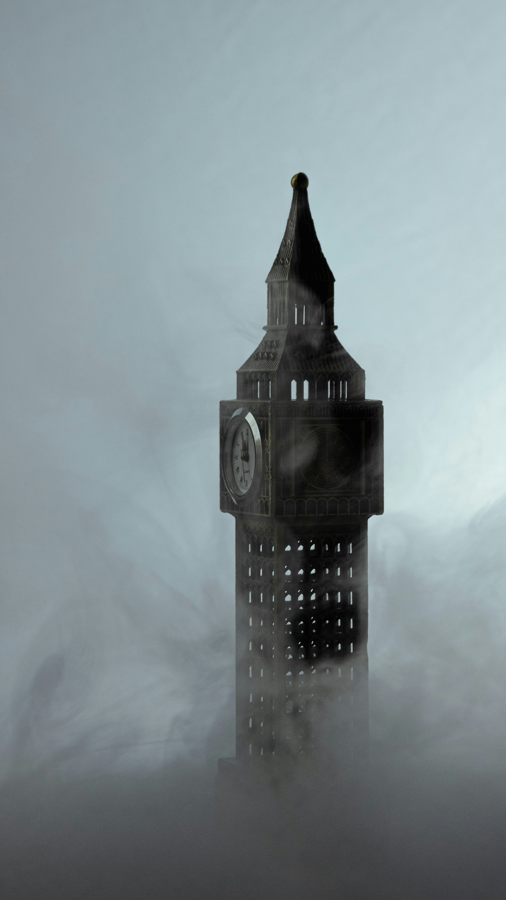 A clock tower in the middle of a foggy sky photo – Free Big ben Image ...