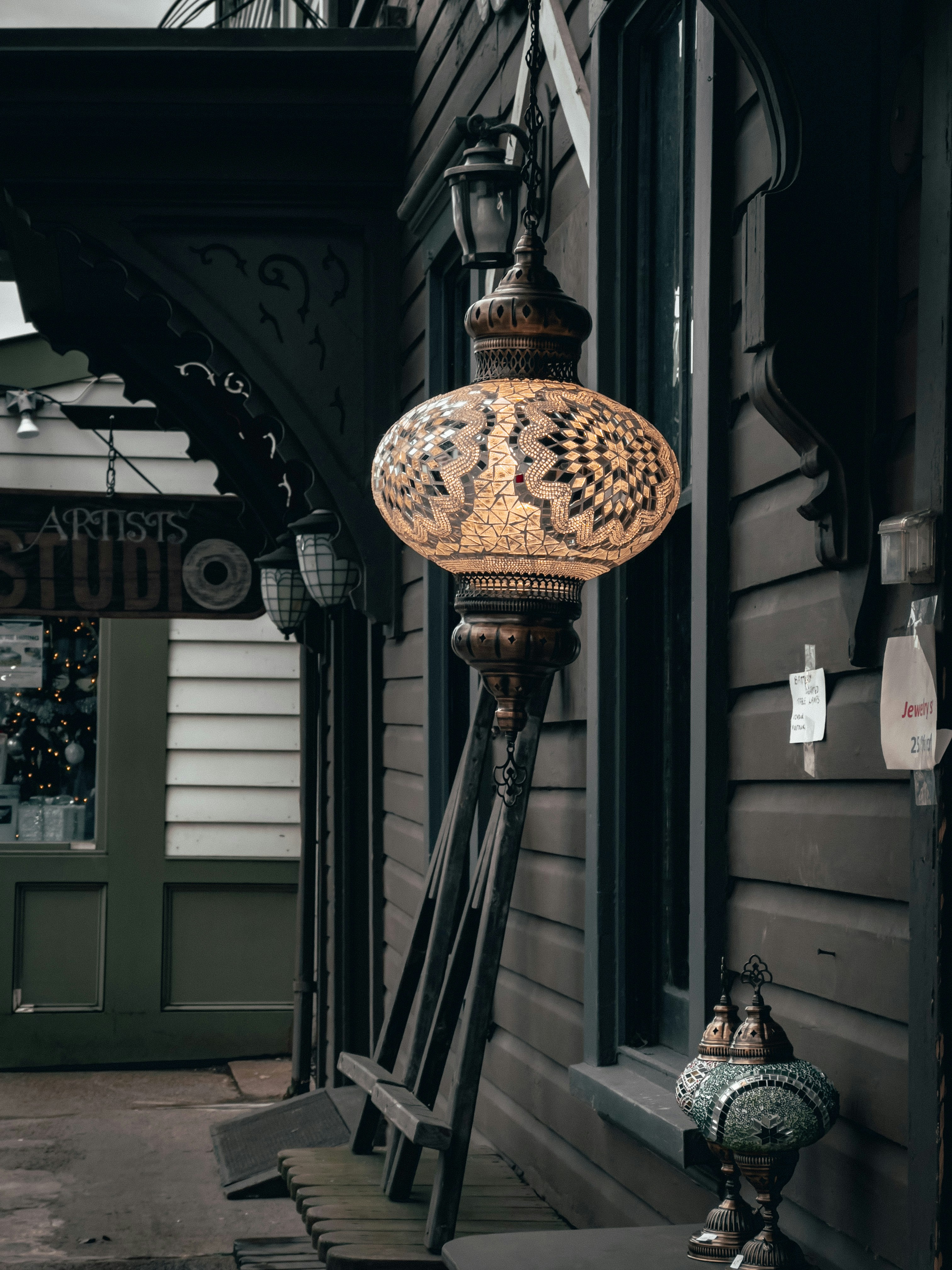 Lanterns Outside a Quiet Studio Lane
