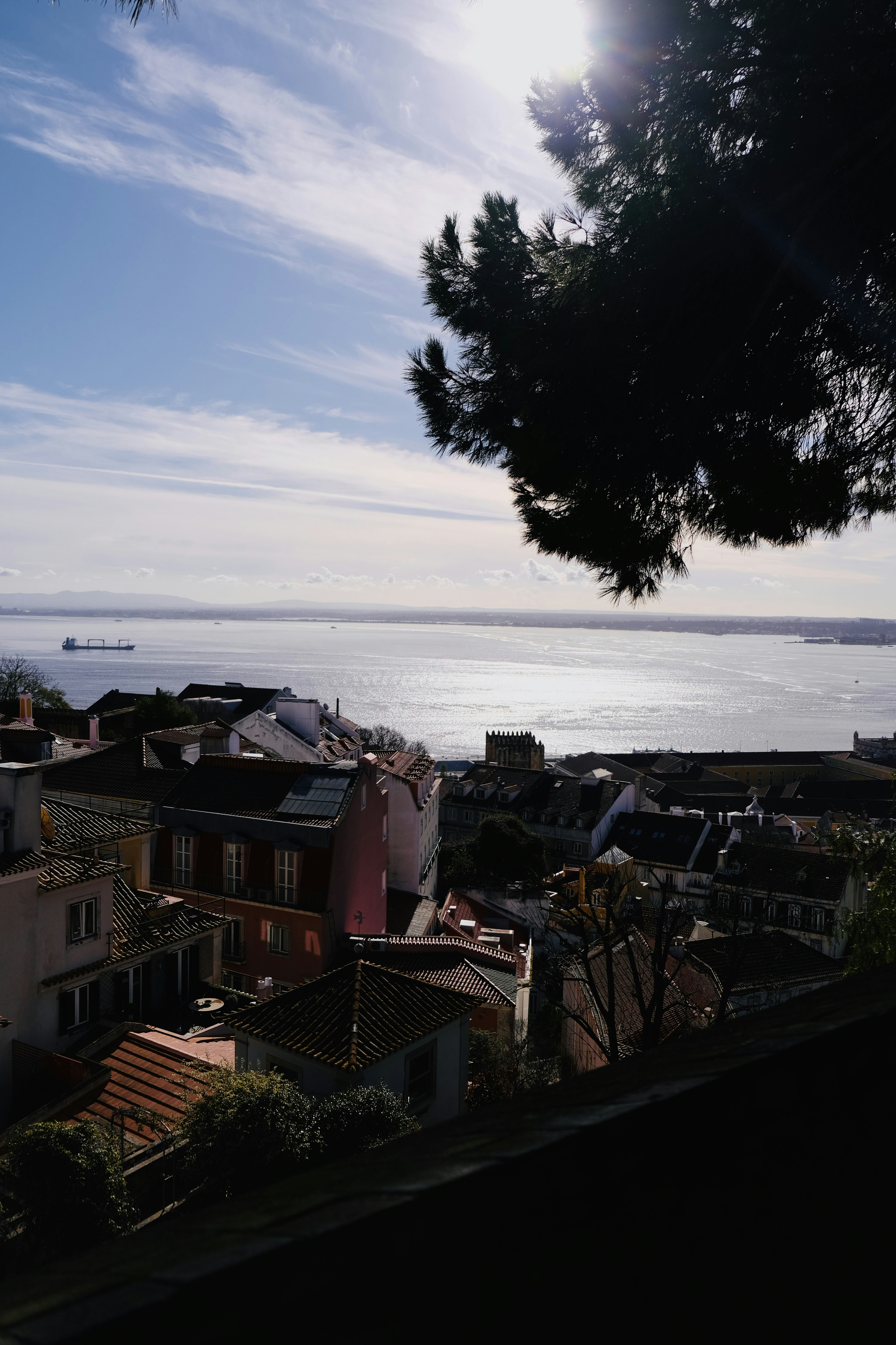 a view of a body of water from a hill