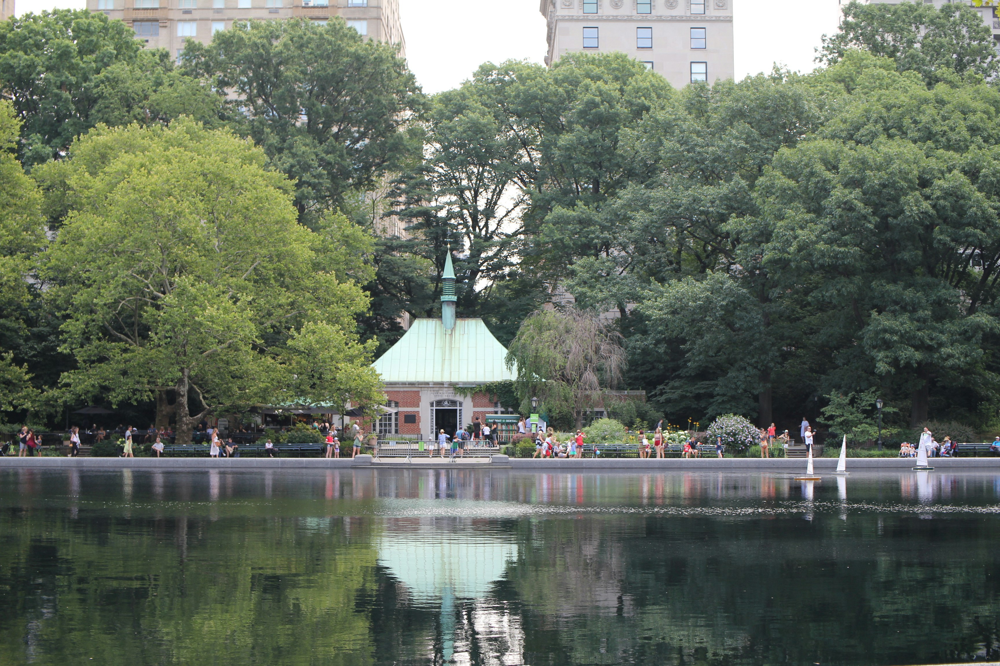 Green-roof Pavilion and Quiet Lake: City Park Reflections