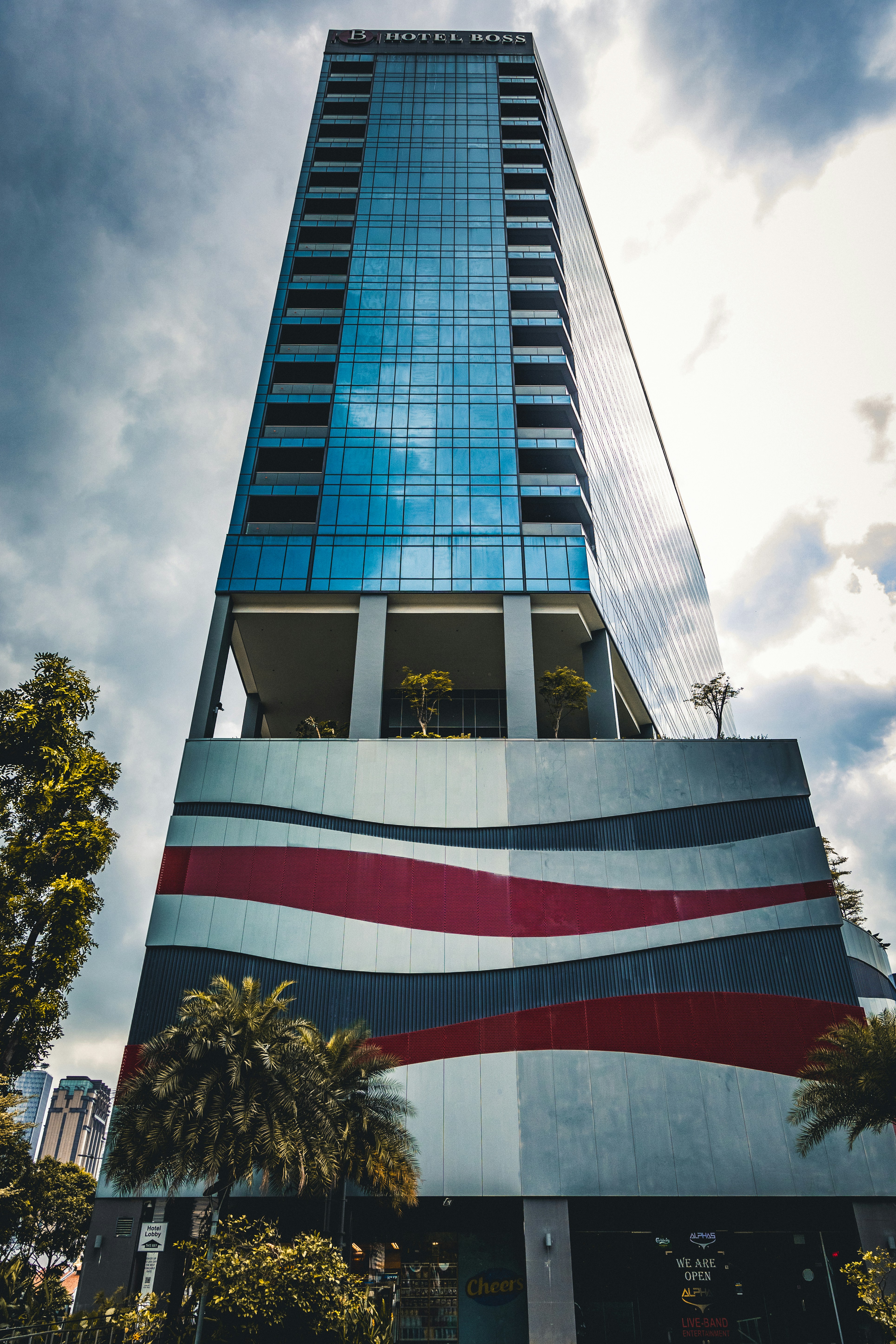 a tall building with a flag painted on it