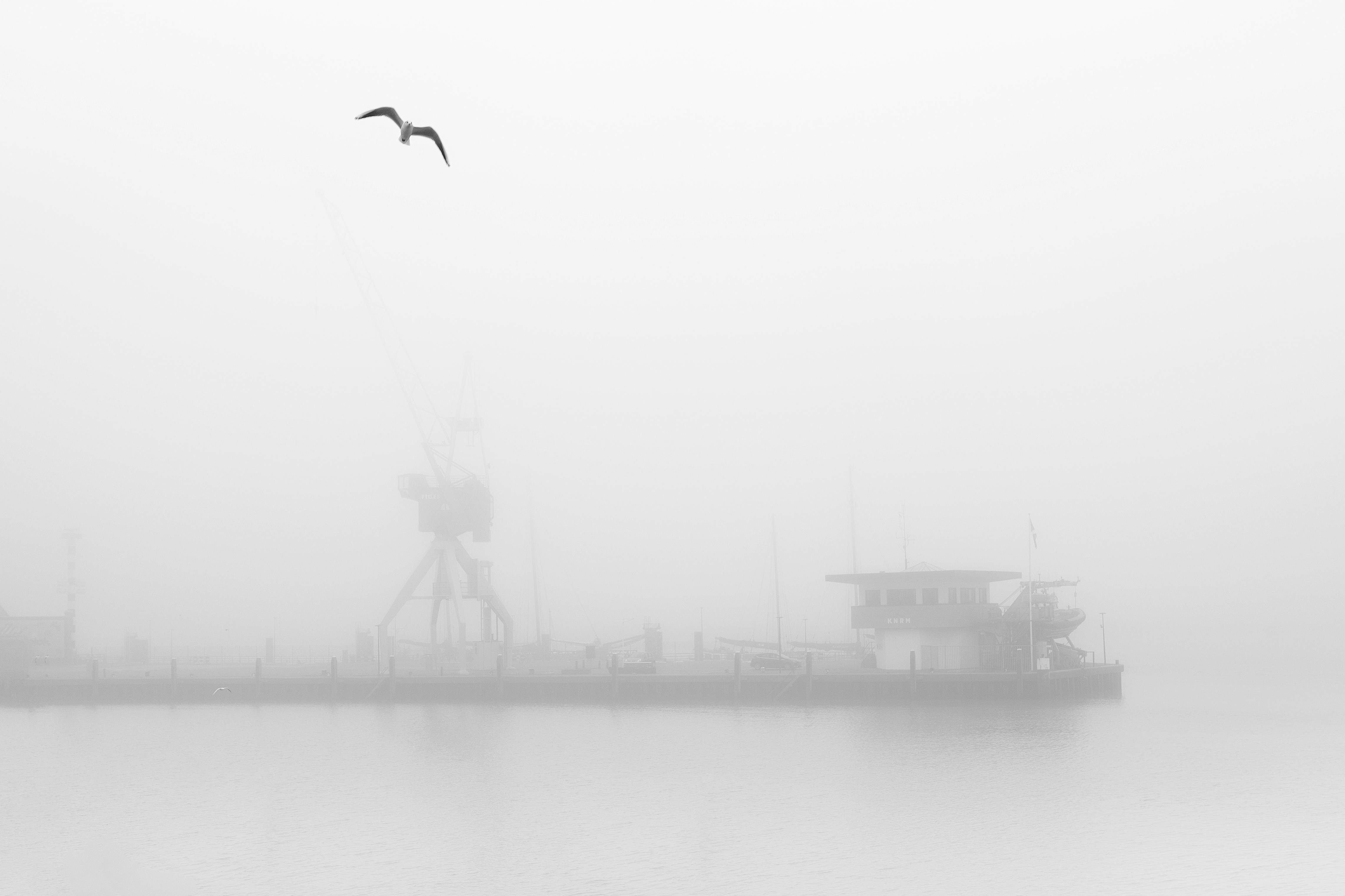 Mystical Harbor Silhouette in the Mist