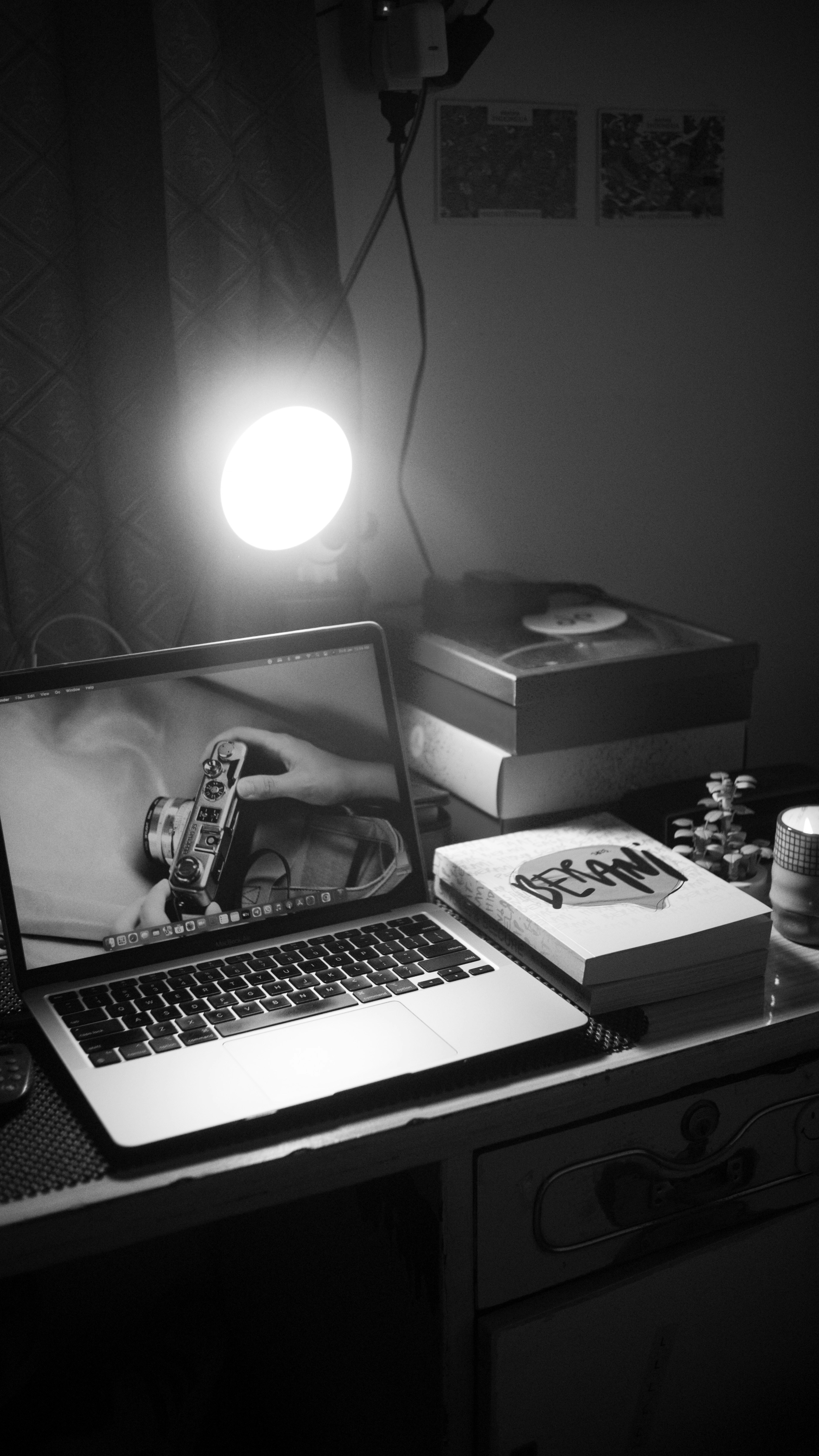 A laptop computer sitting on top of a desk photo – Free Desktop Image ...