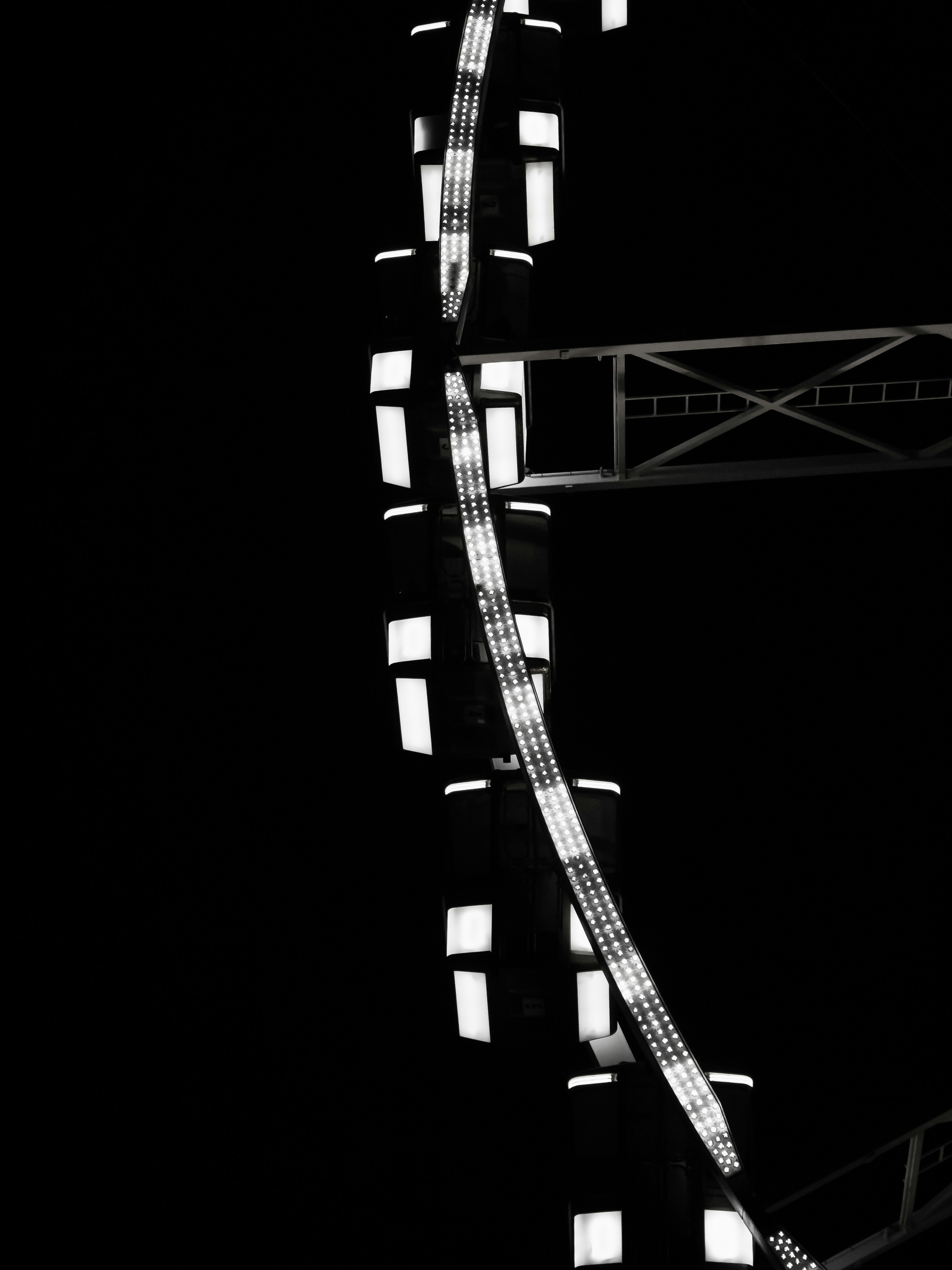 LED Ribbon Tracing a Nighttime Mast