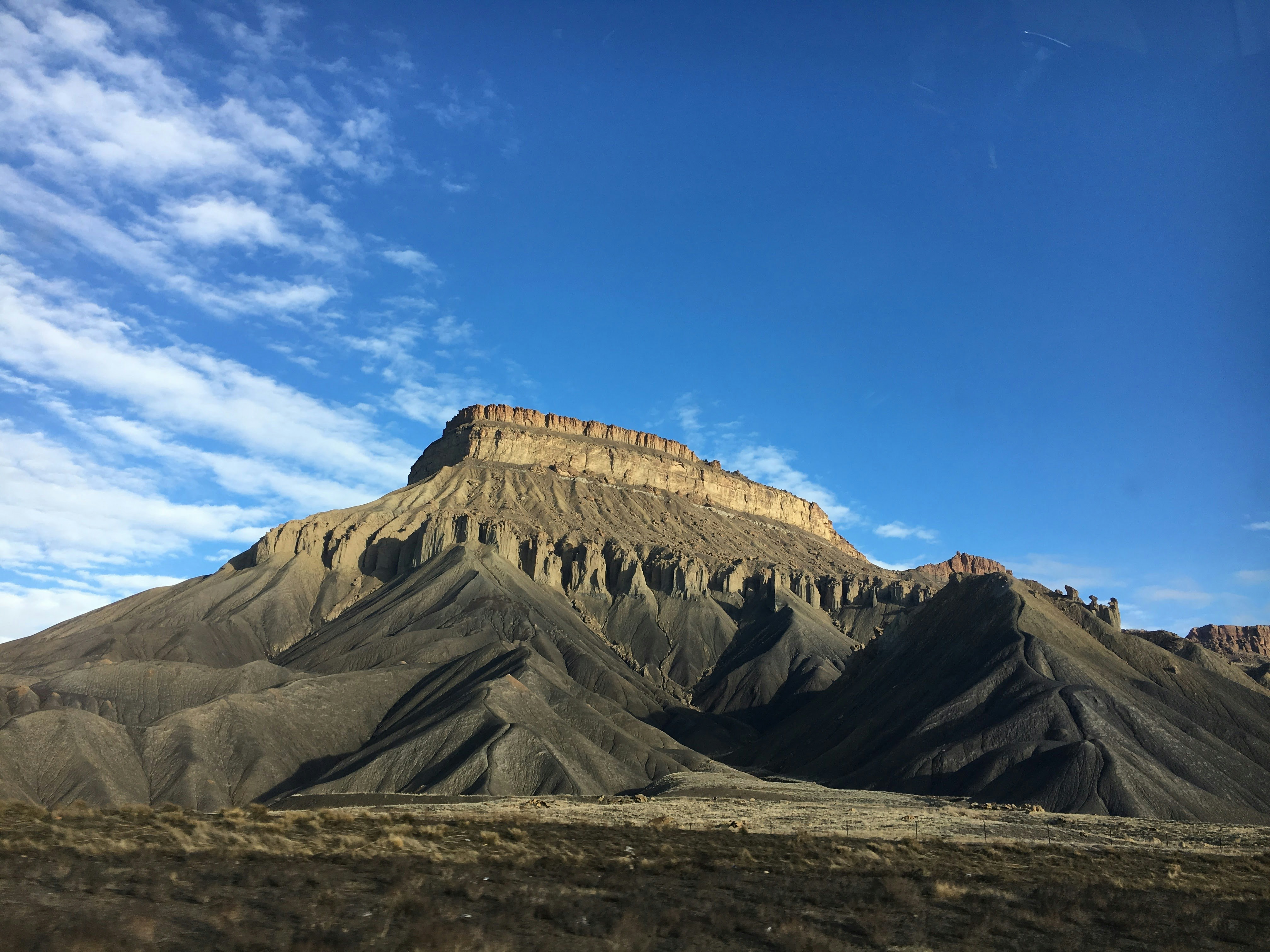 Cobalt Sky Over a Weathered Desert Mesa