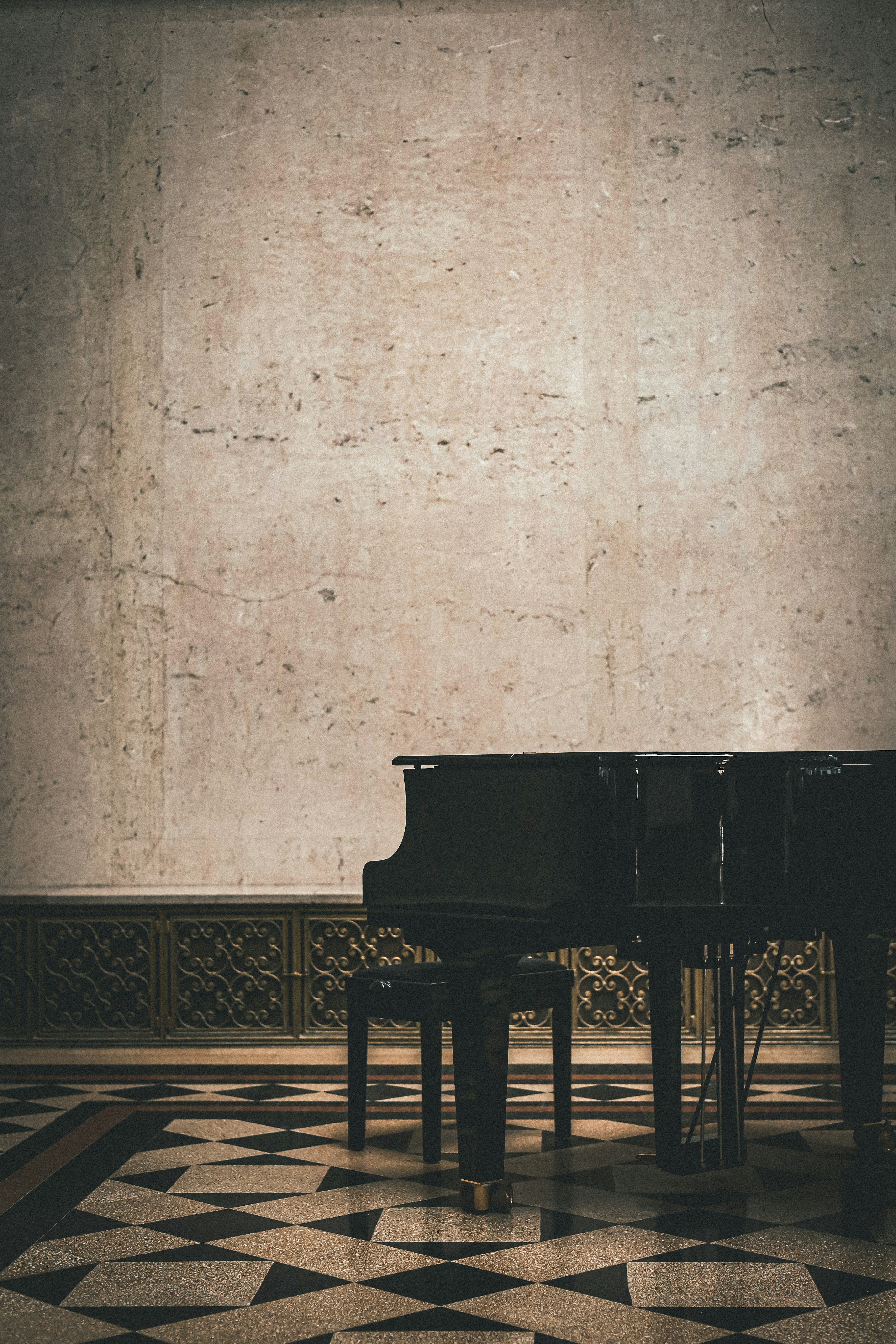 A grand piano in a room with a checkered floor photo – Free Hungary ...
