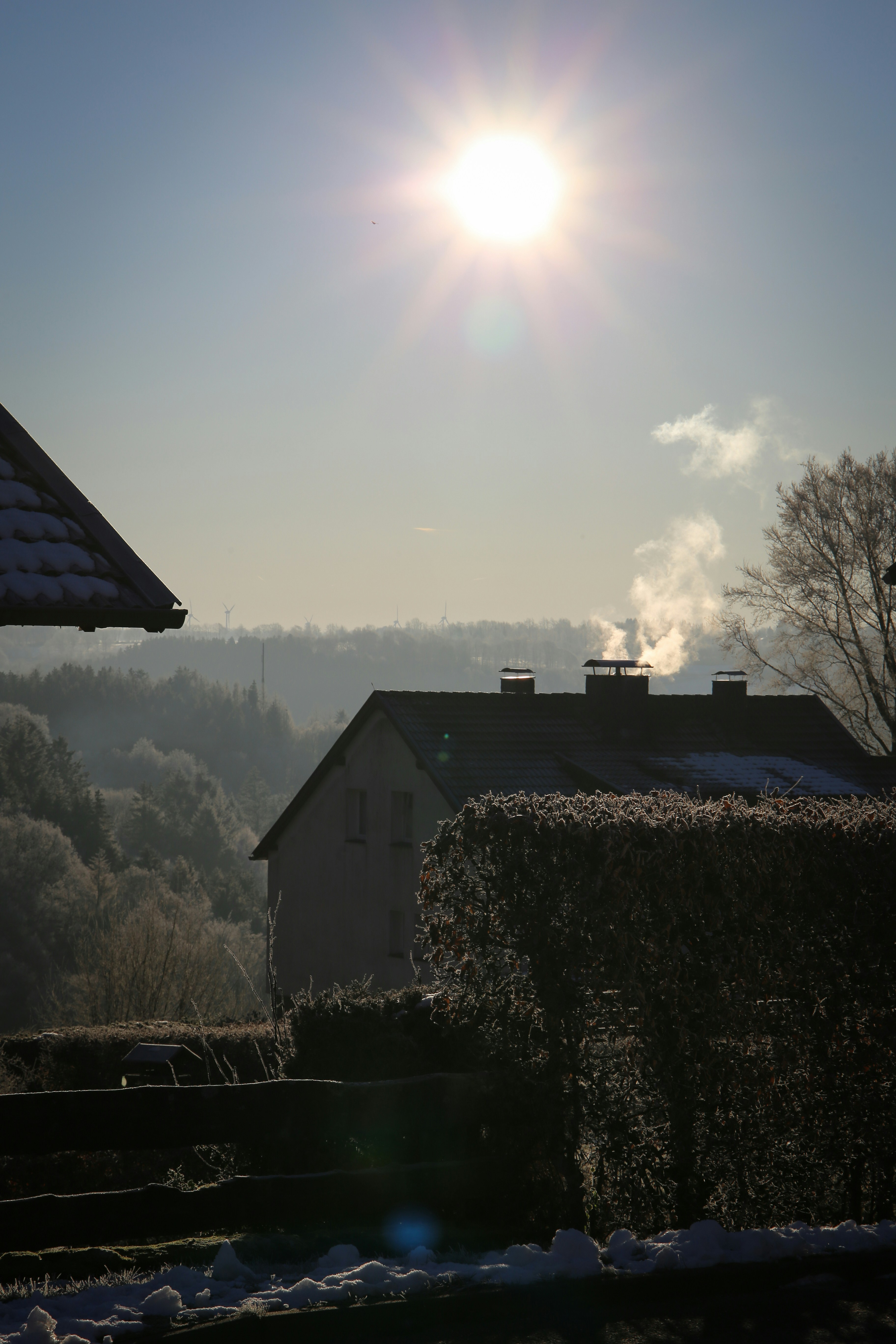 Winter Sun over Quiet Suburban Ridge
