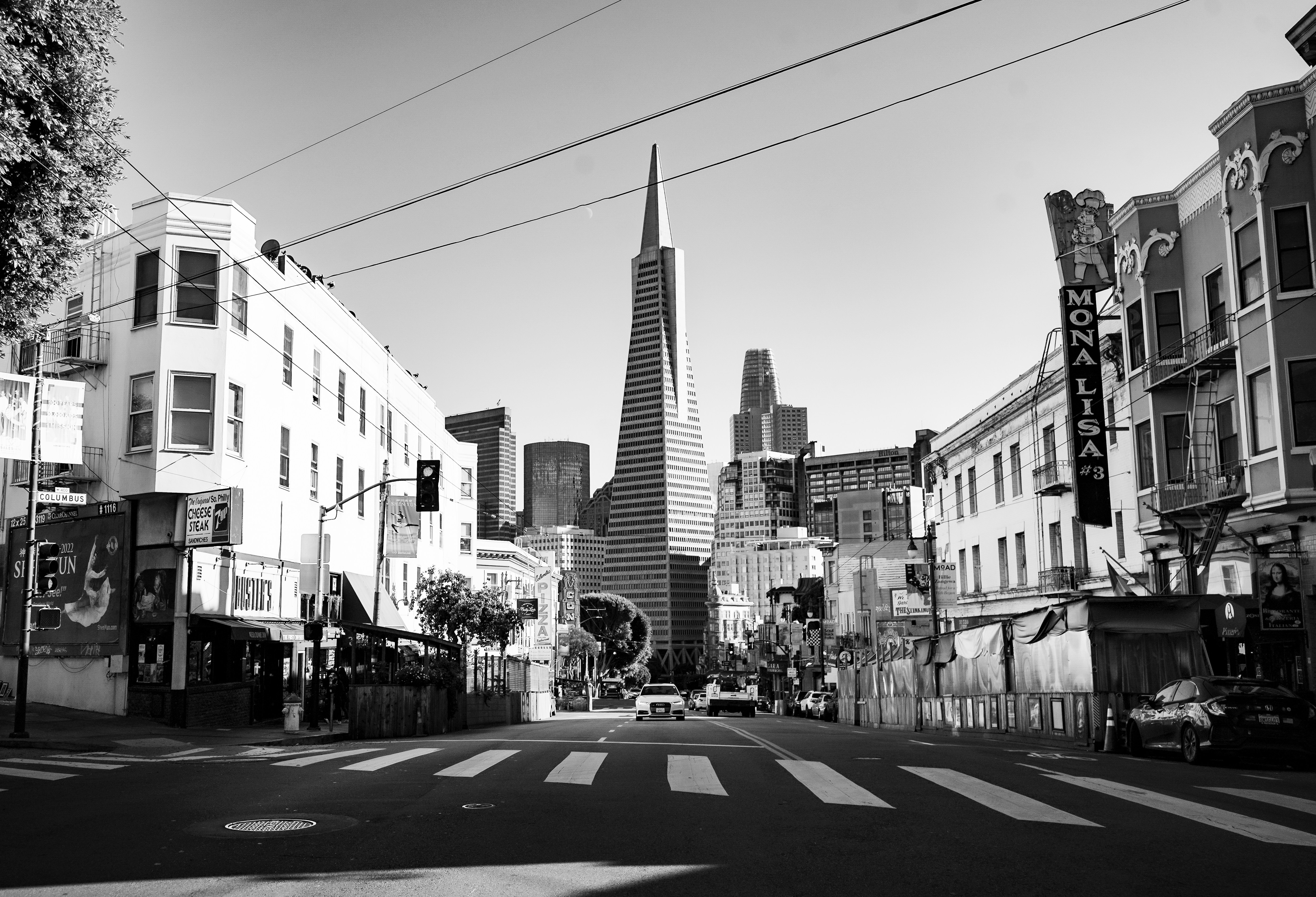 Across the City Street Toward the Spire