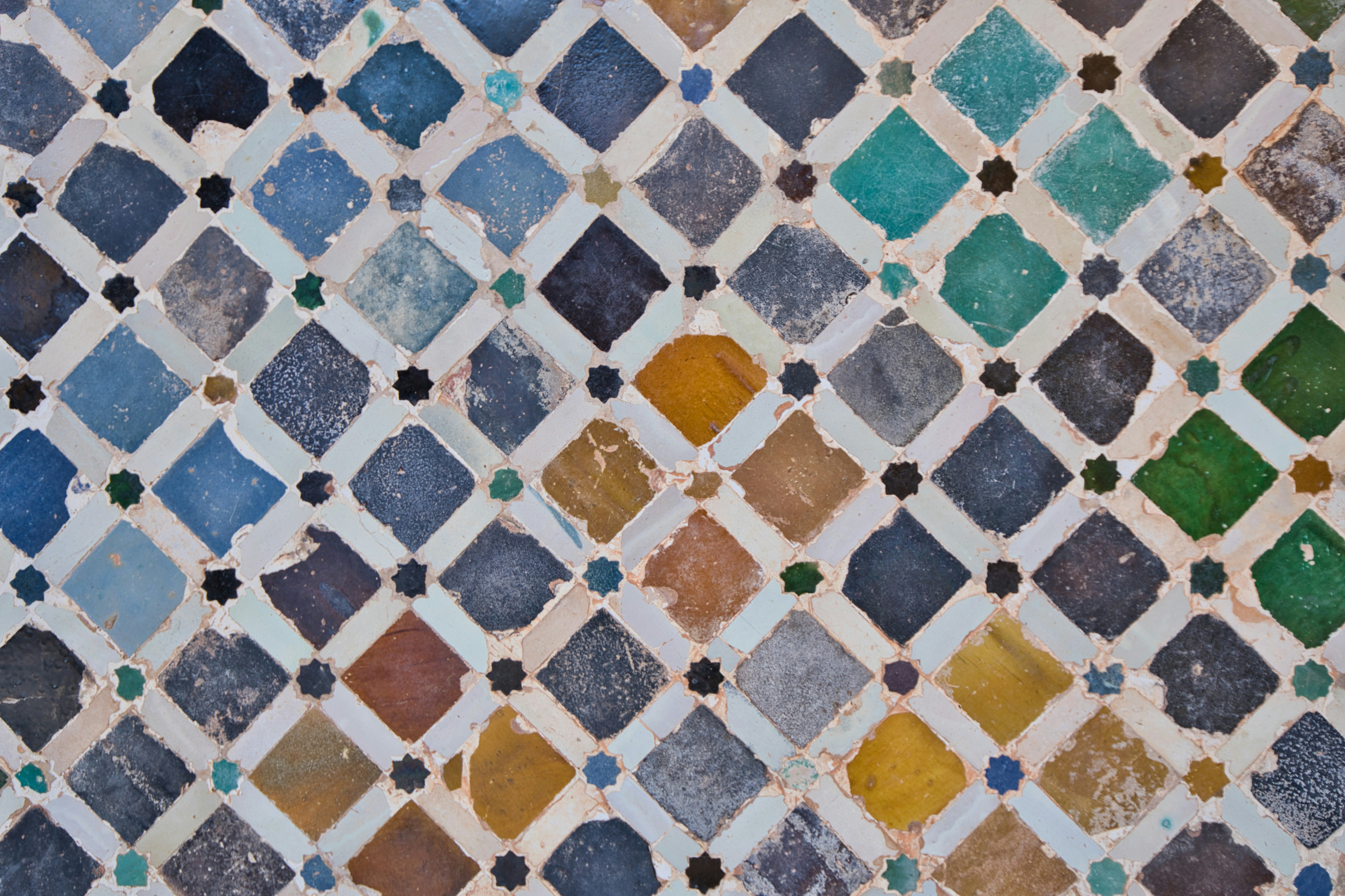 A close up of a colorful tile pattern photo – Free Alhambra Image on ...