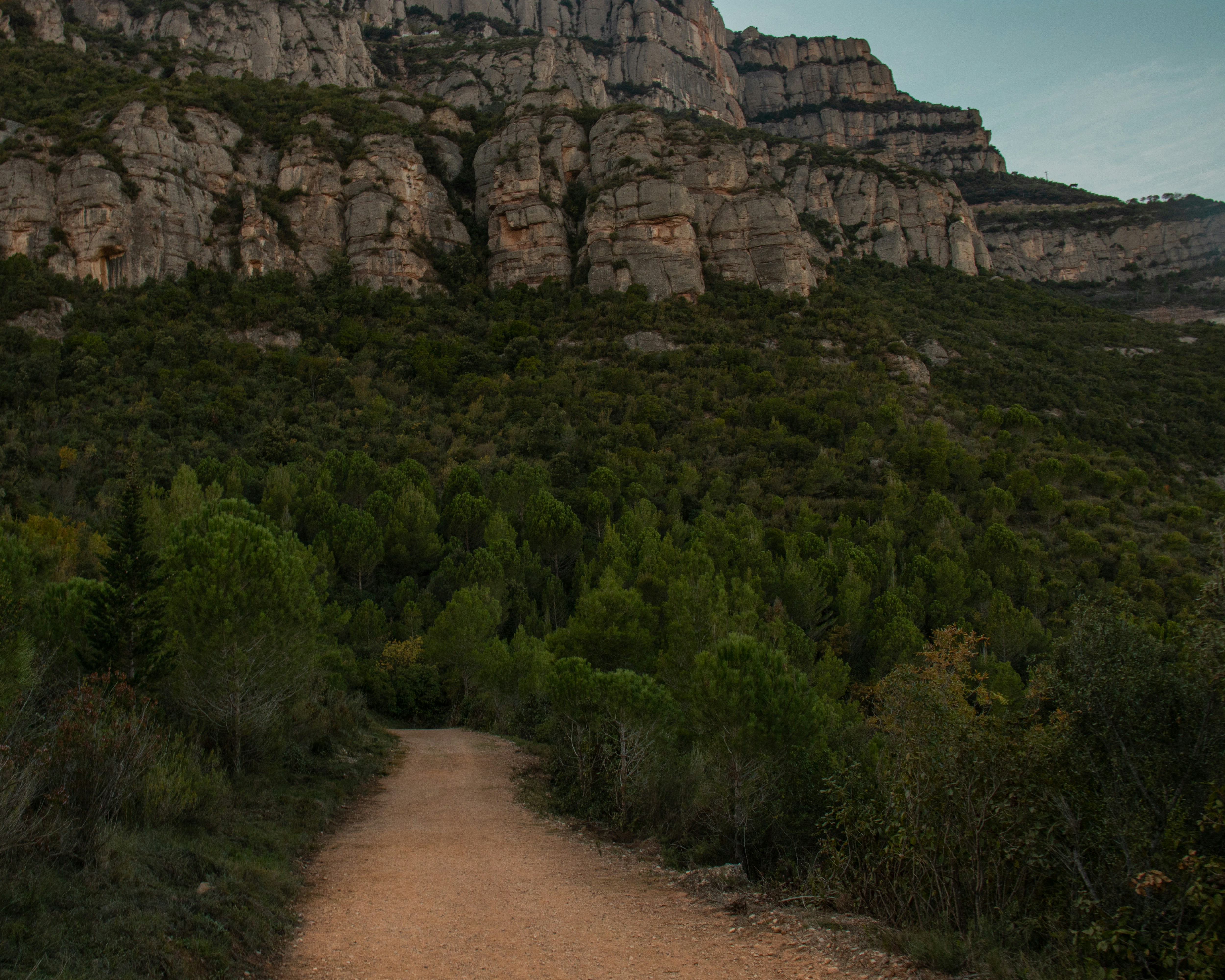 Pathway Beneath the Rocky Cliffs
