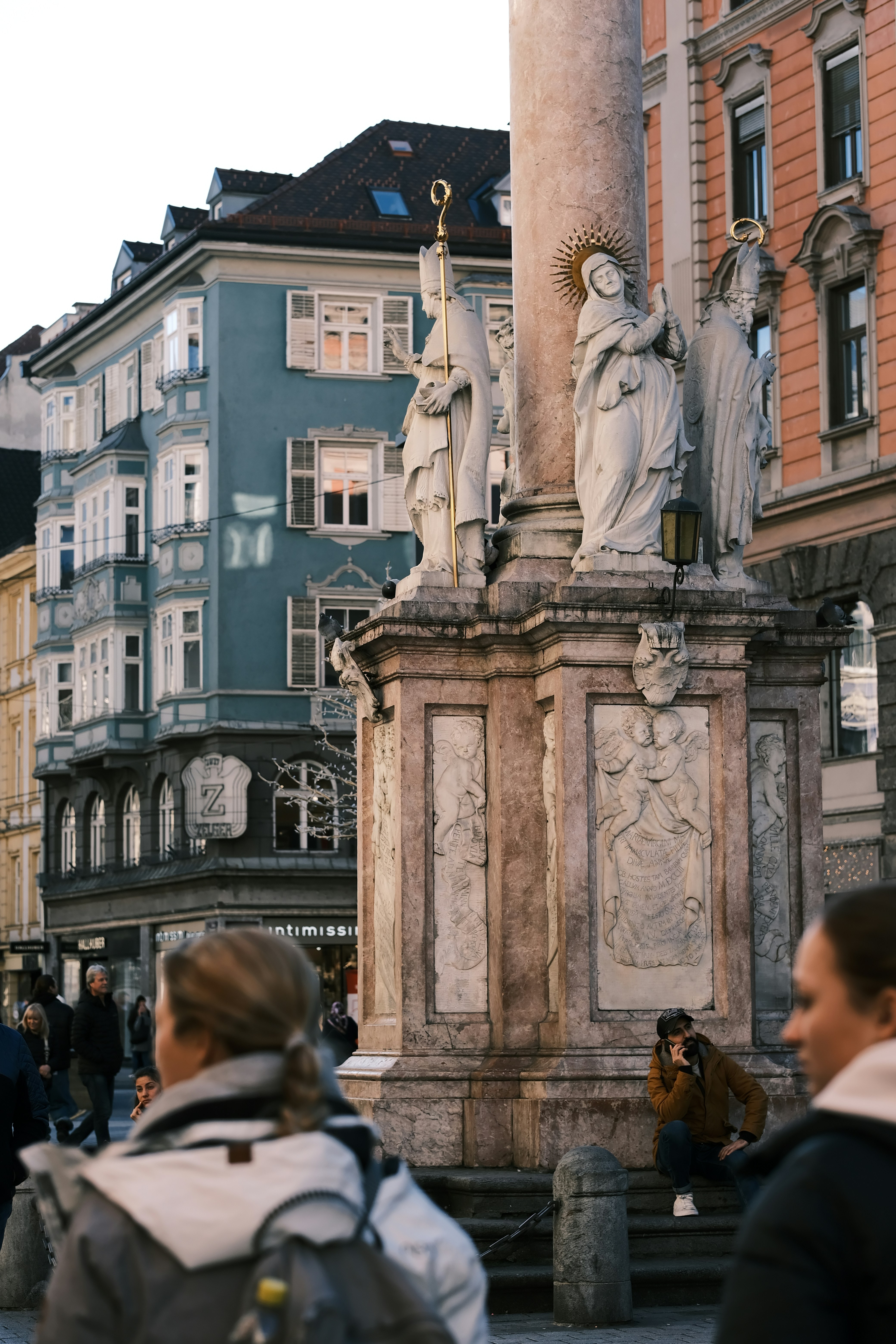 Stone Fountain Nymphs in a European Street