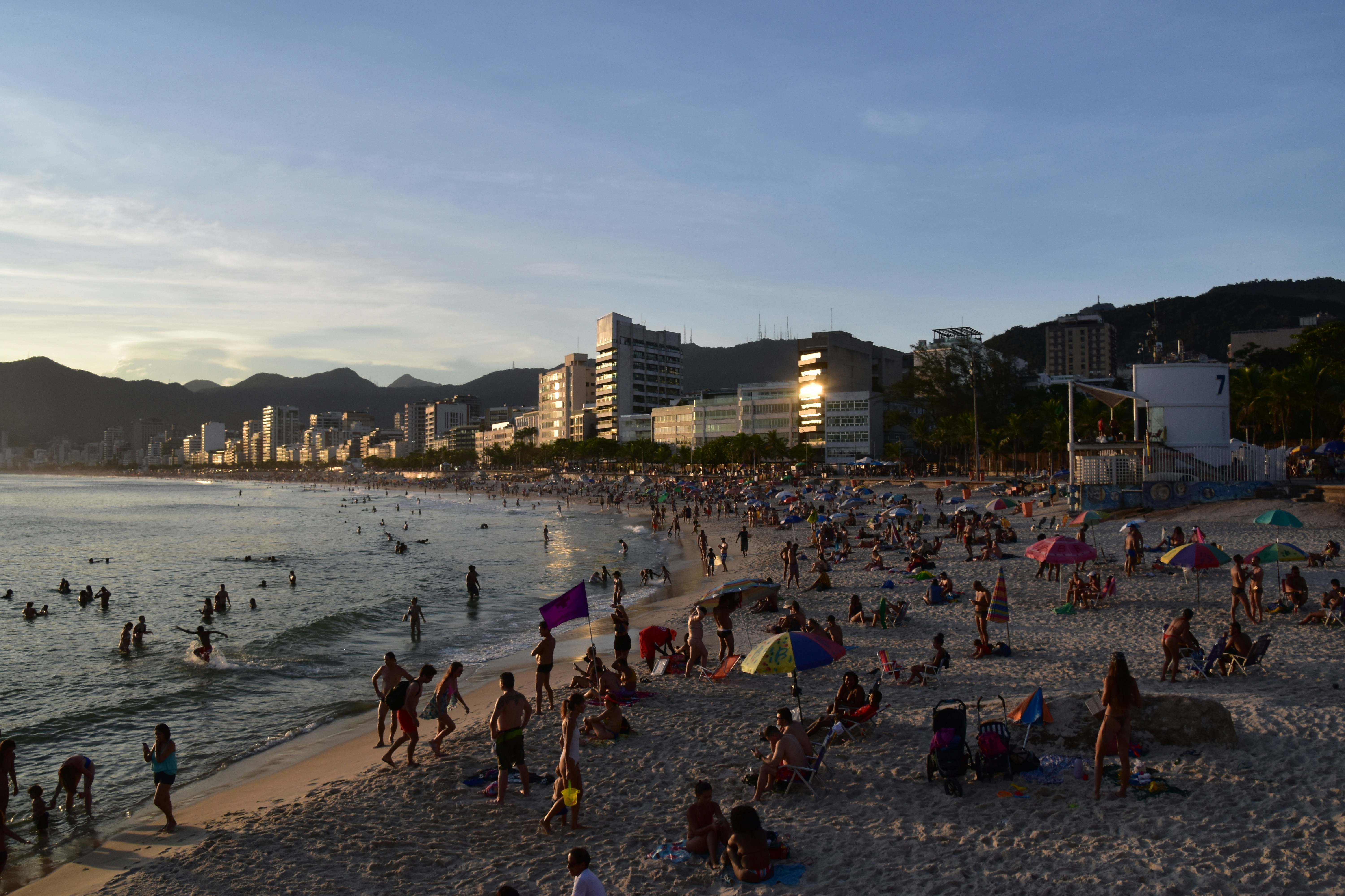 Dusk on the Bustling Urban Beachfront