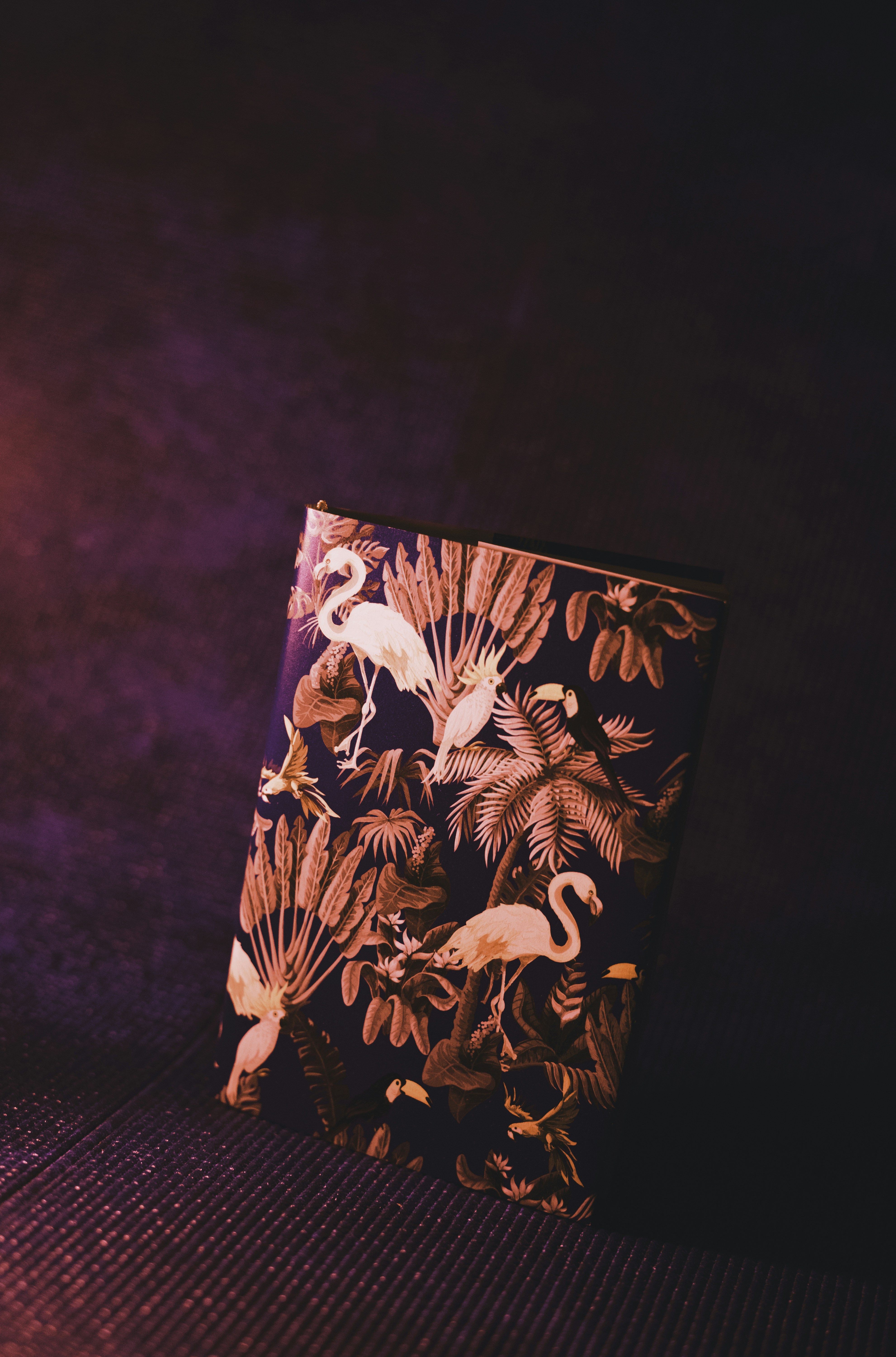 Moonlit Tropics on a Card: Flamingos and Foliage in Velvet Purple