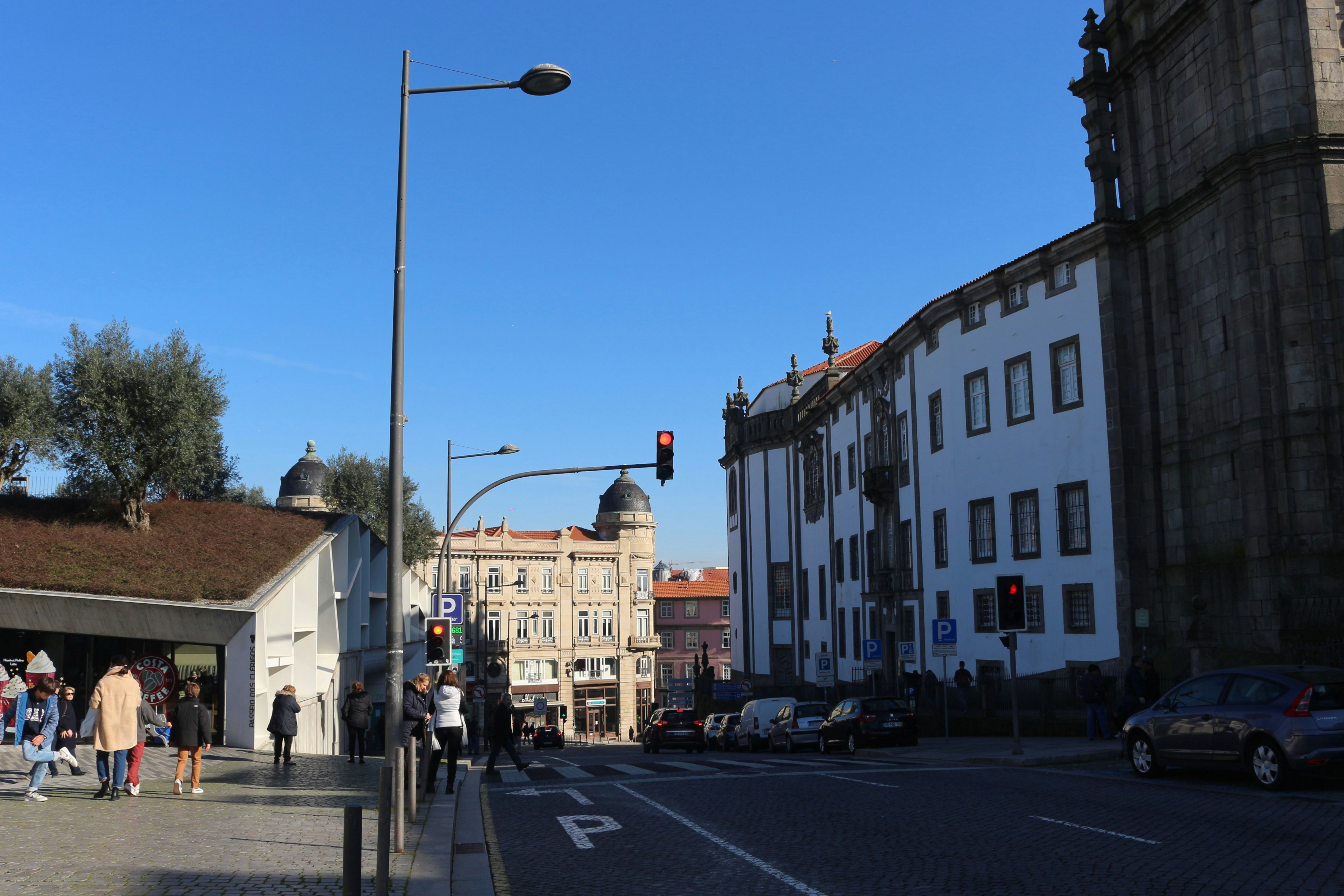 Dome on the Horizon: A Sunlit European Street Scene