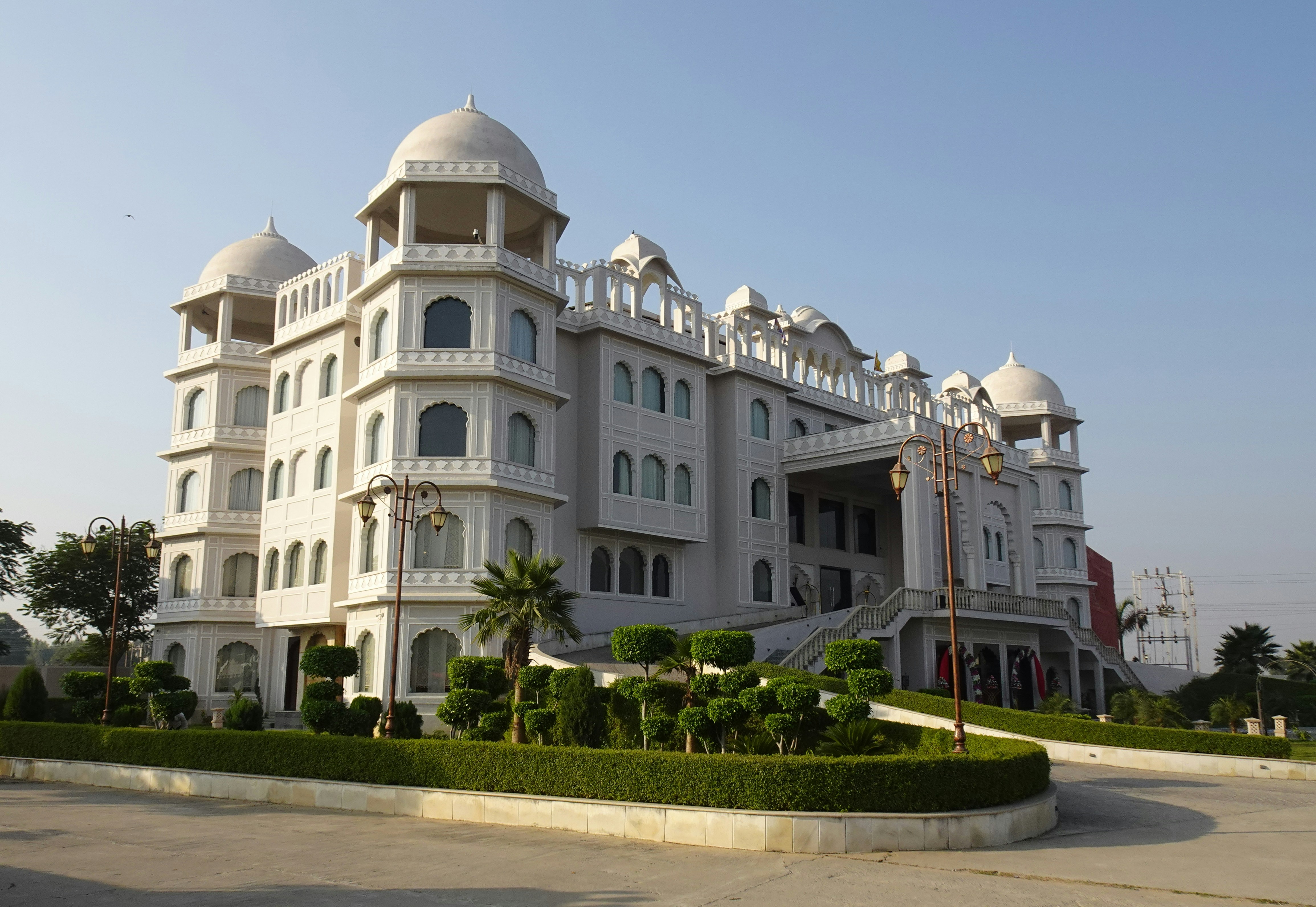White Palace Rising from a Circular Drive