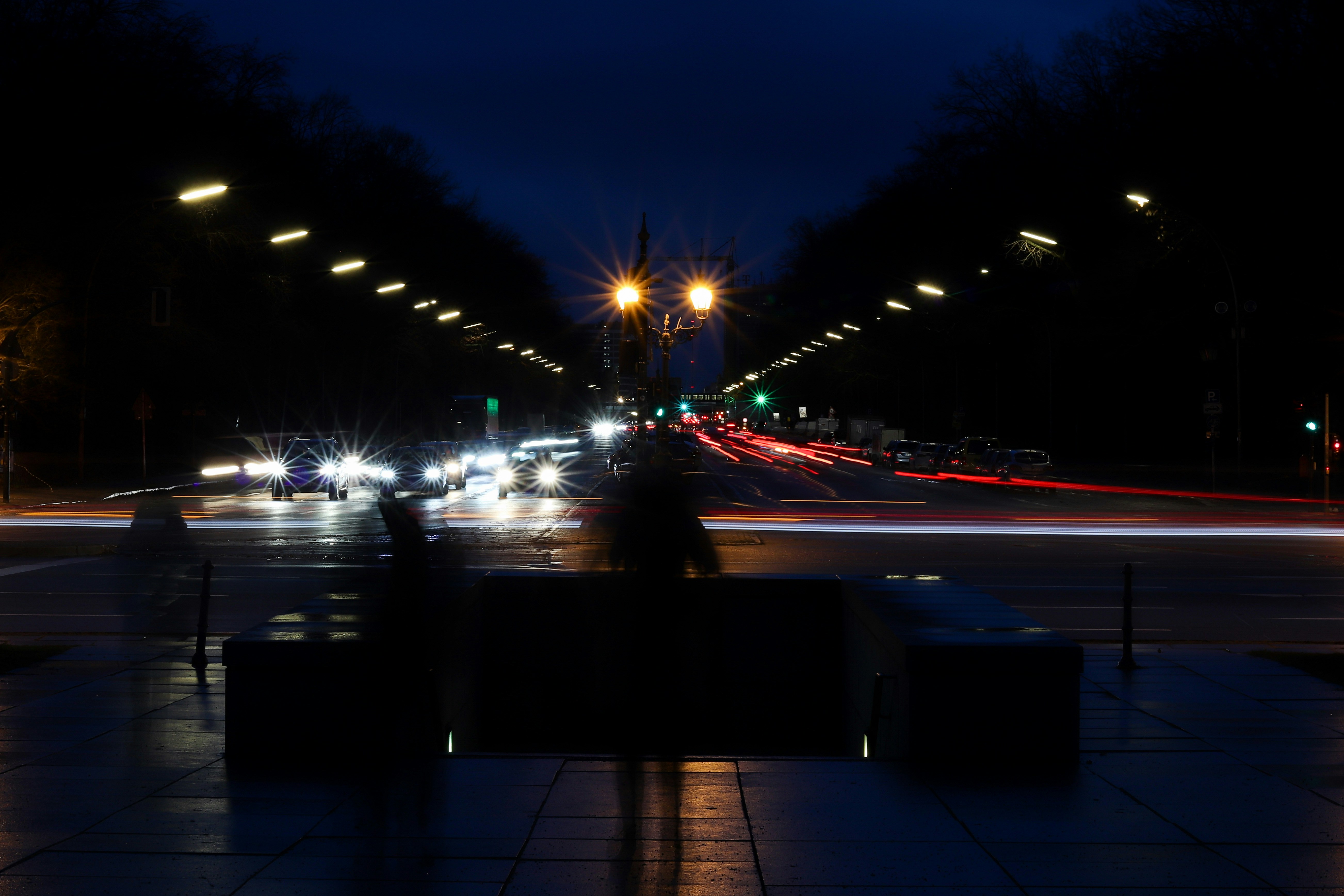 Centerline of Night: Long-Exposure Light Trails on a City Avenue