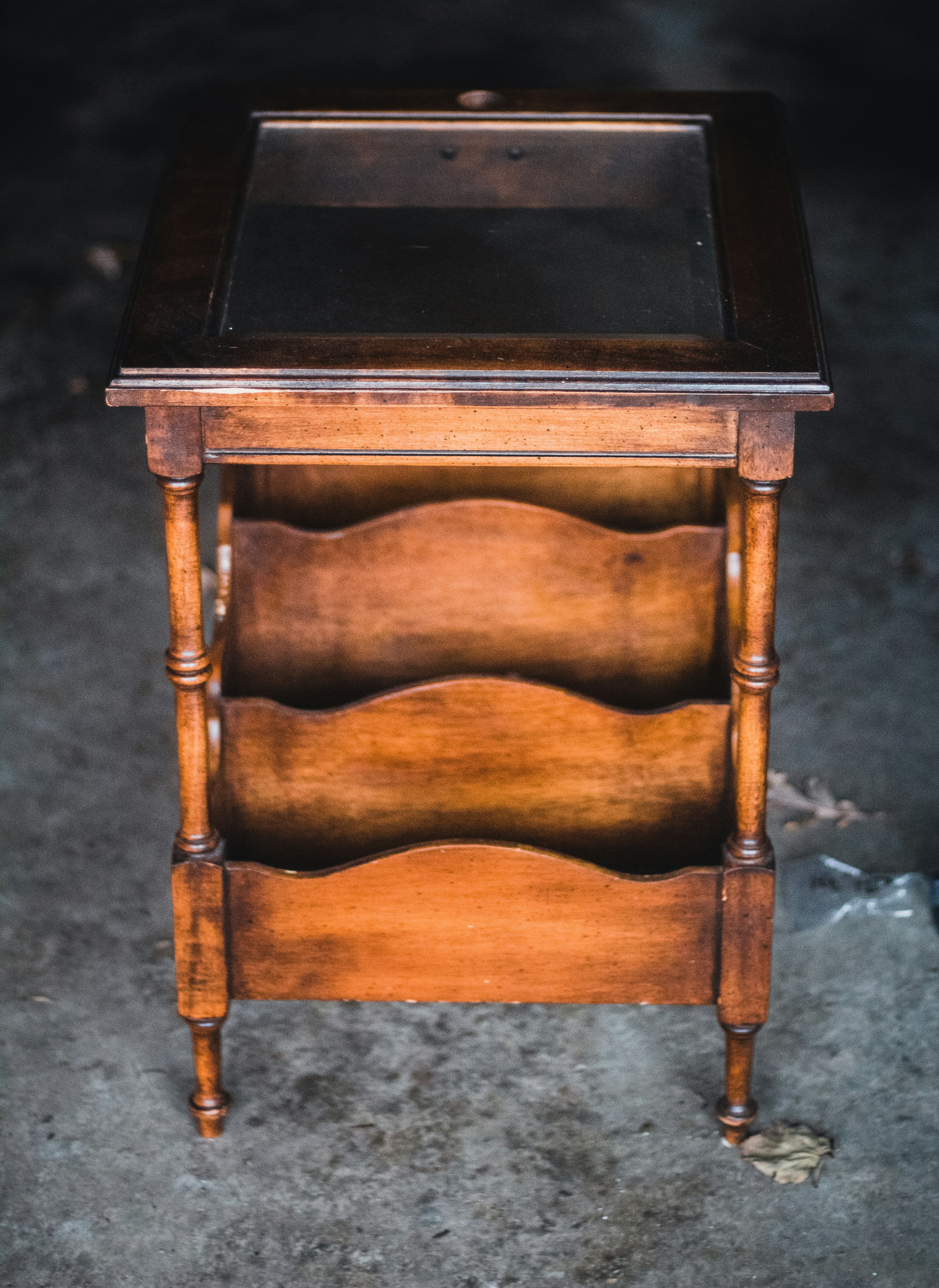 Antique bedside Cabinet with Glass Top