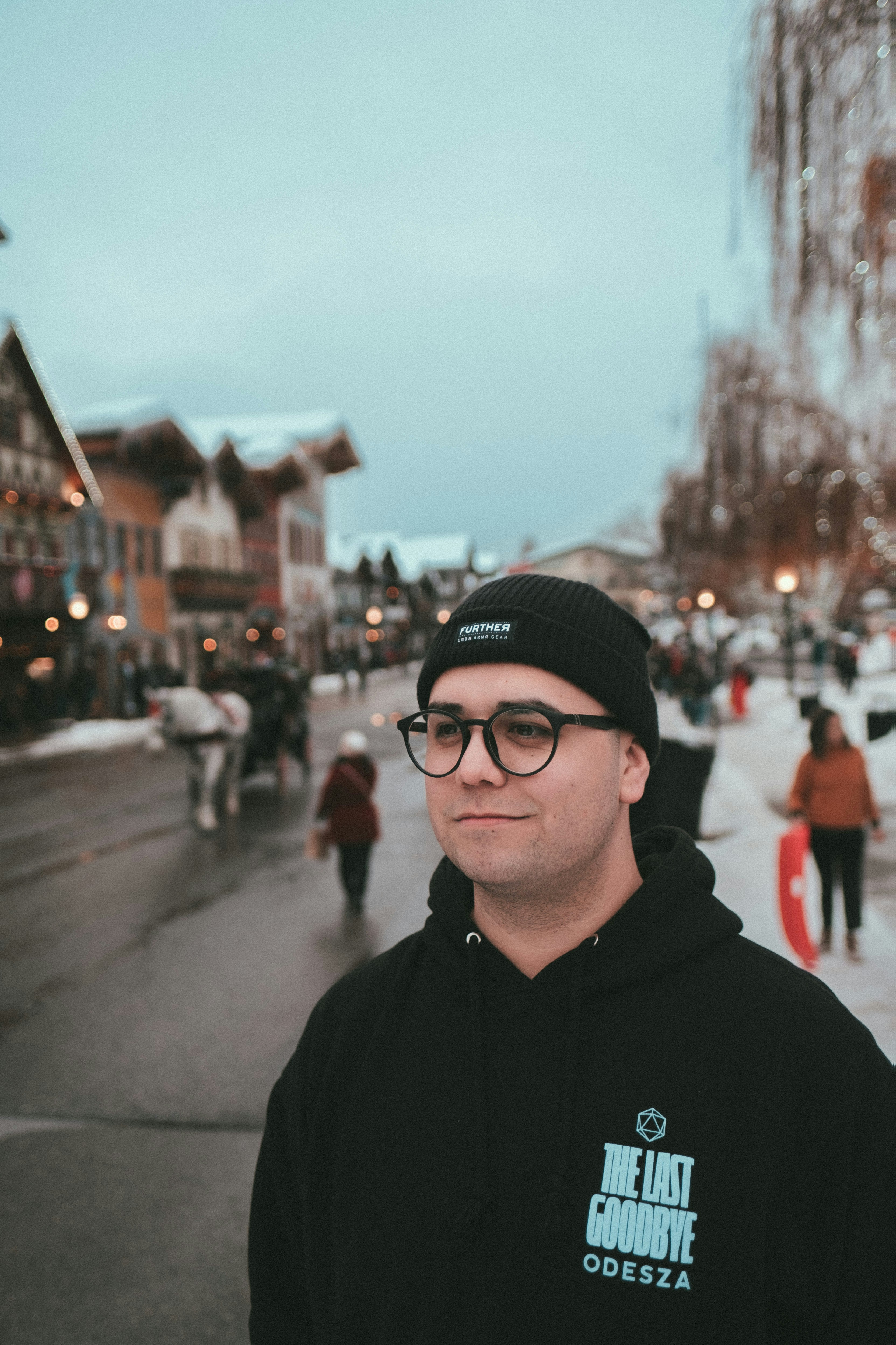 Winter Stroll: Quiet Confidence in a Snowlit Street