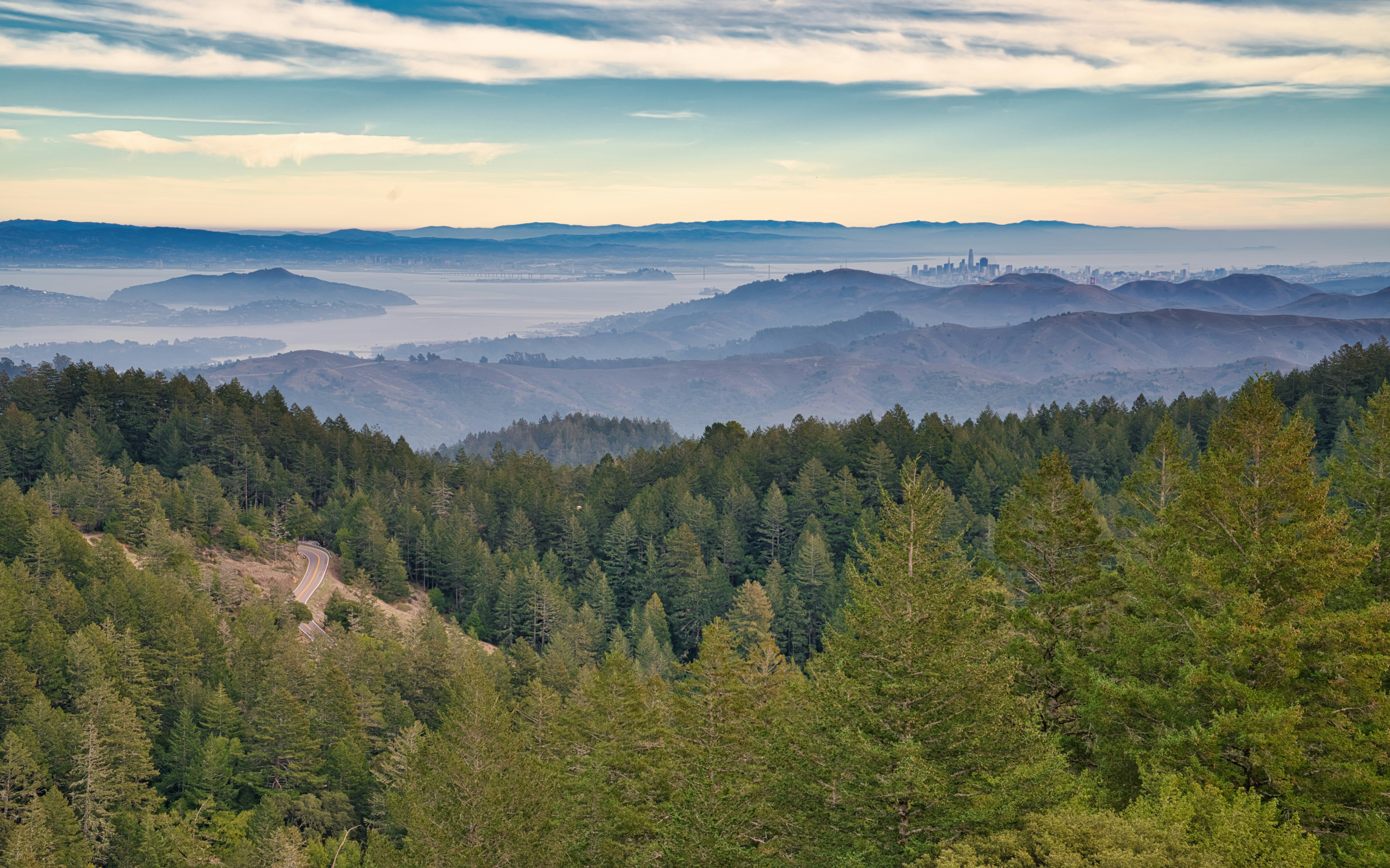 A view of a forest with mountains in the distance photo – Free Mount ...