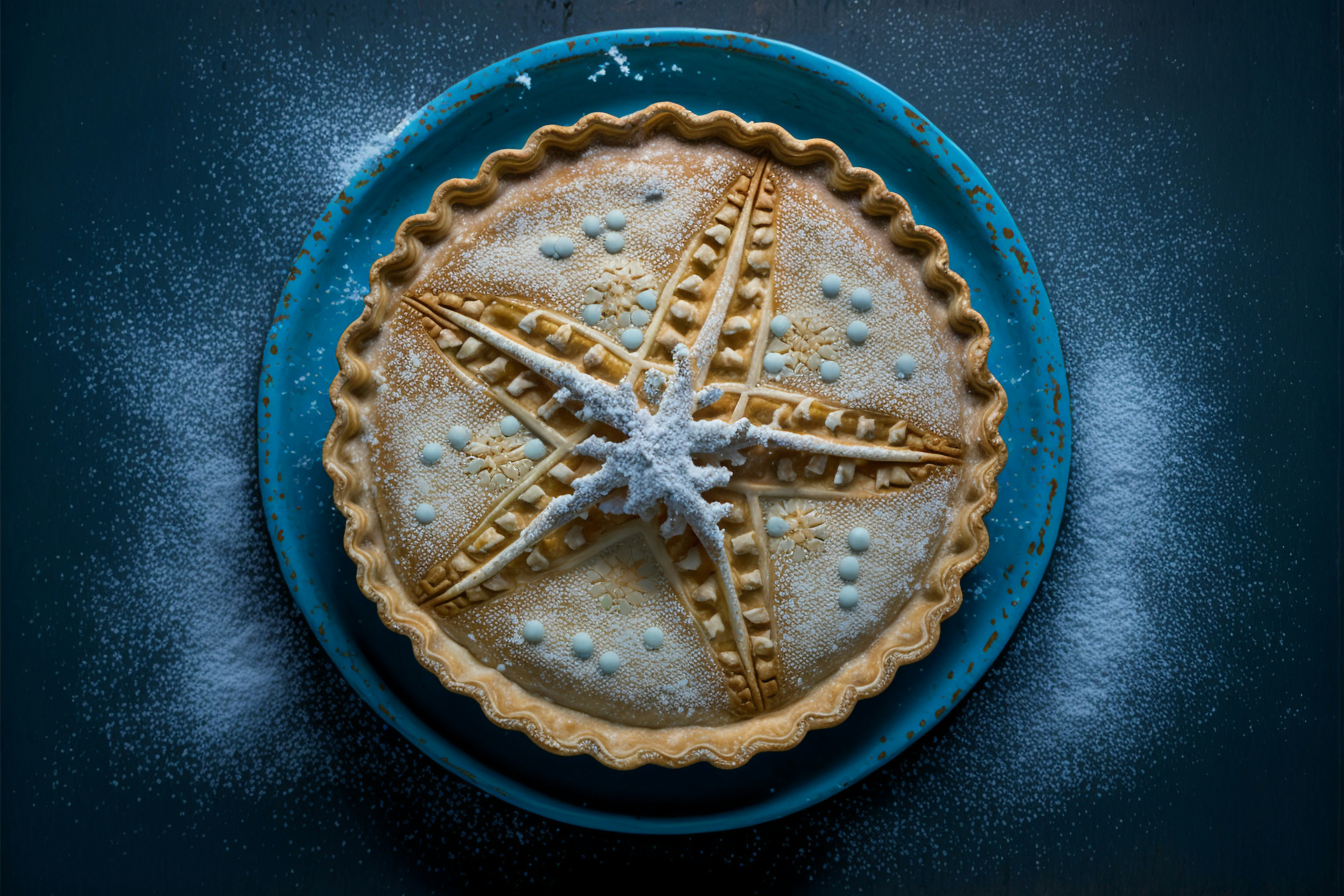 A blue plate topped with a starfish pie photo – Free Ukraine Image on ...