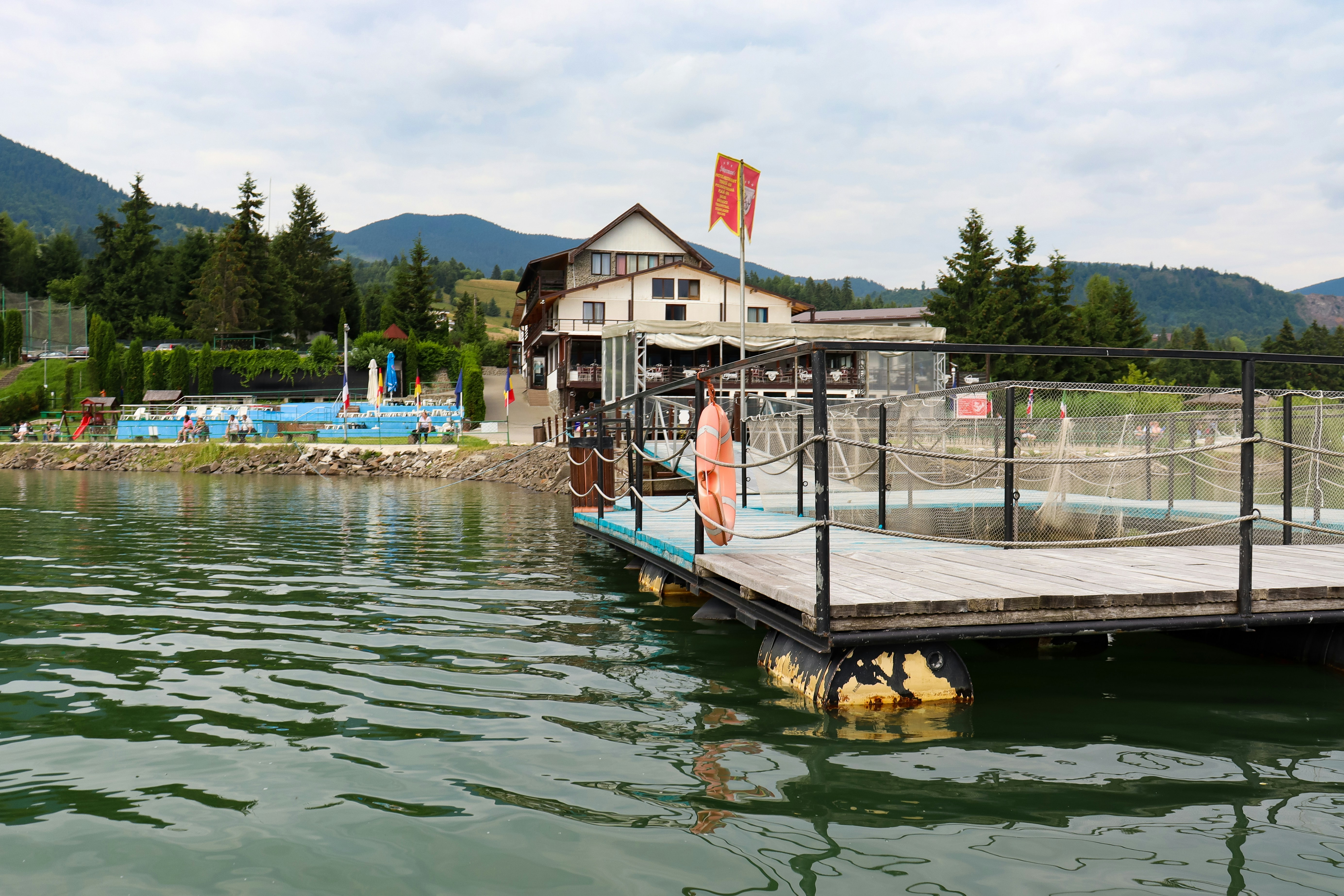 Boat deck at the Colibita lake, Romania