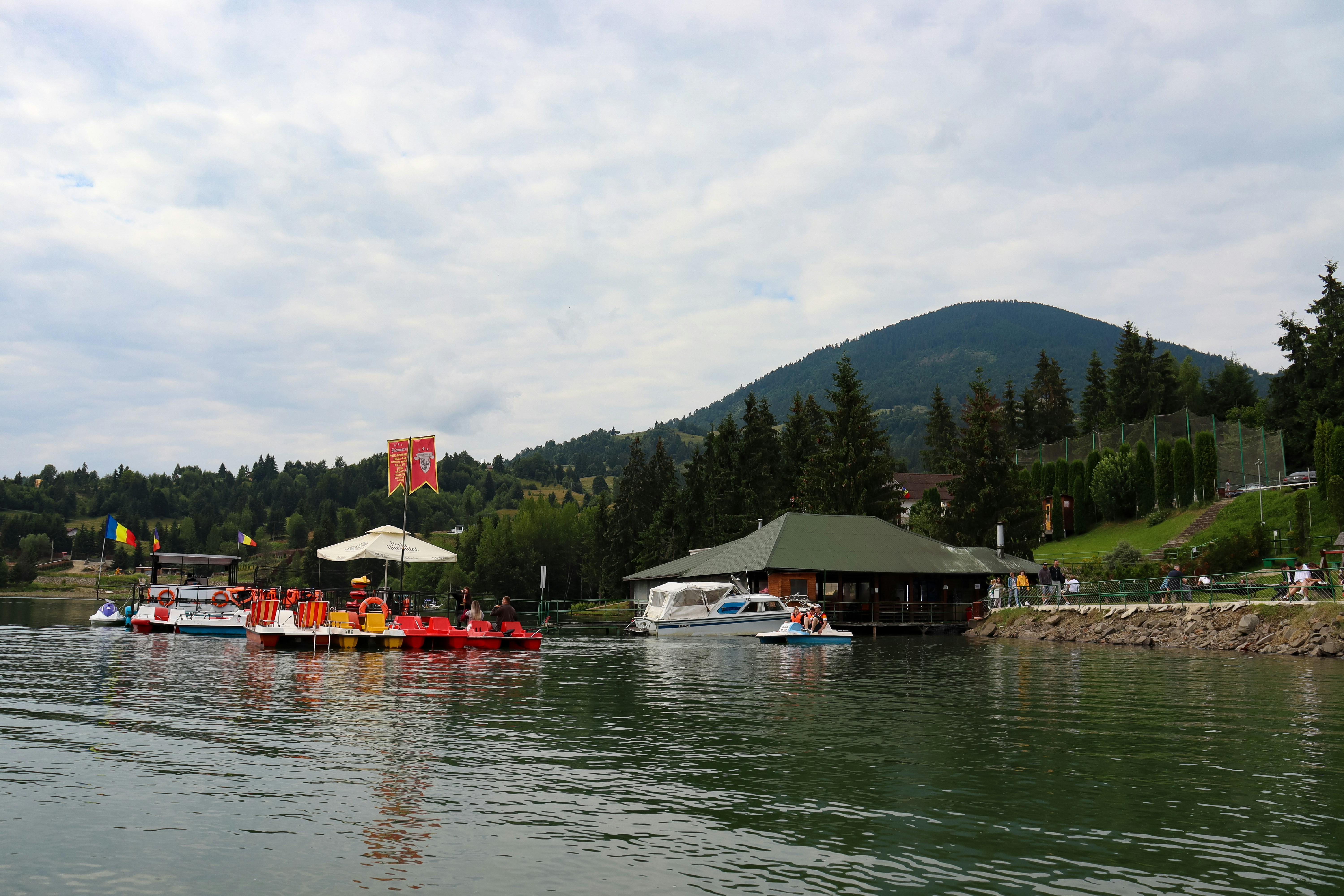 Boat deck at the Colibita lake, Romania