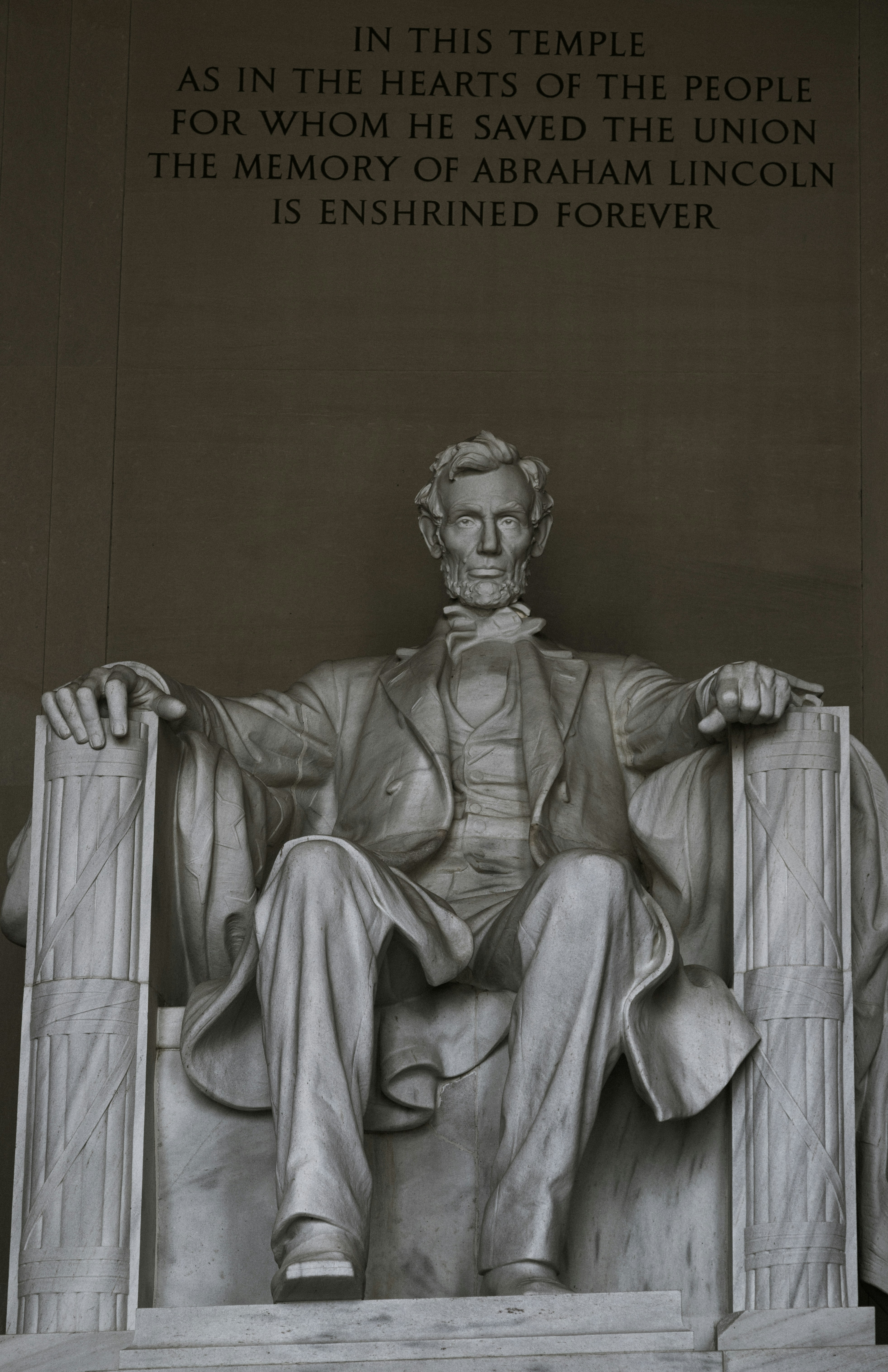 Stone Silence: Lincoln on Marble Throne in the Lincoln Memorial