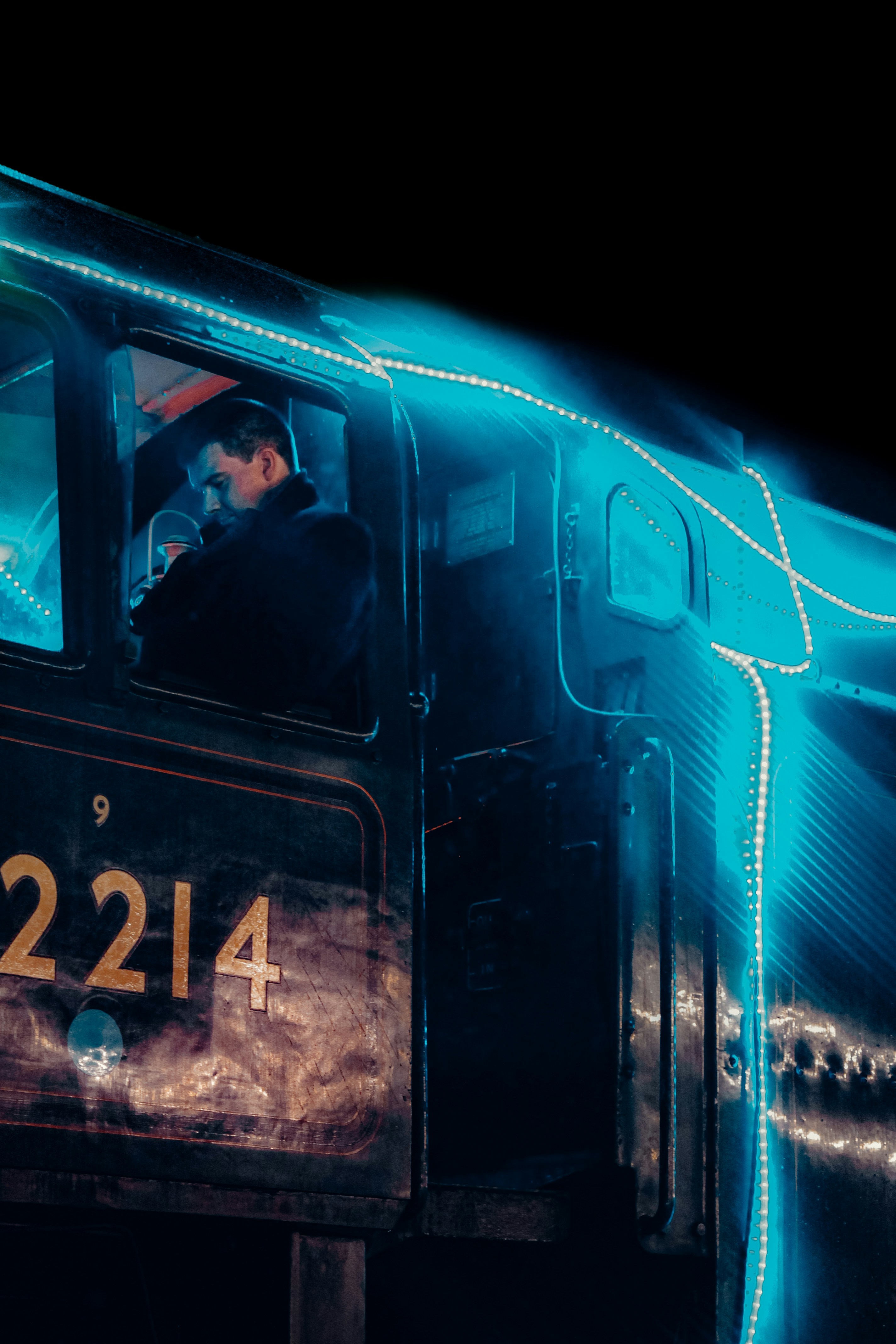 Blue Neon Cab: Night Train in a Quiet Blue Glow