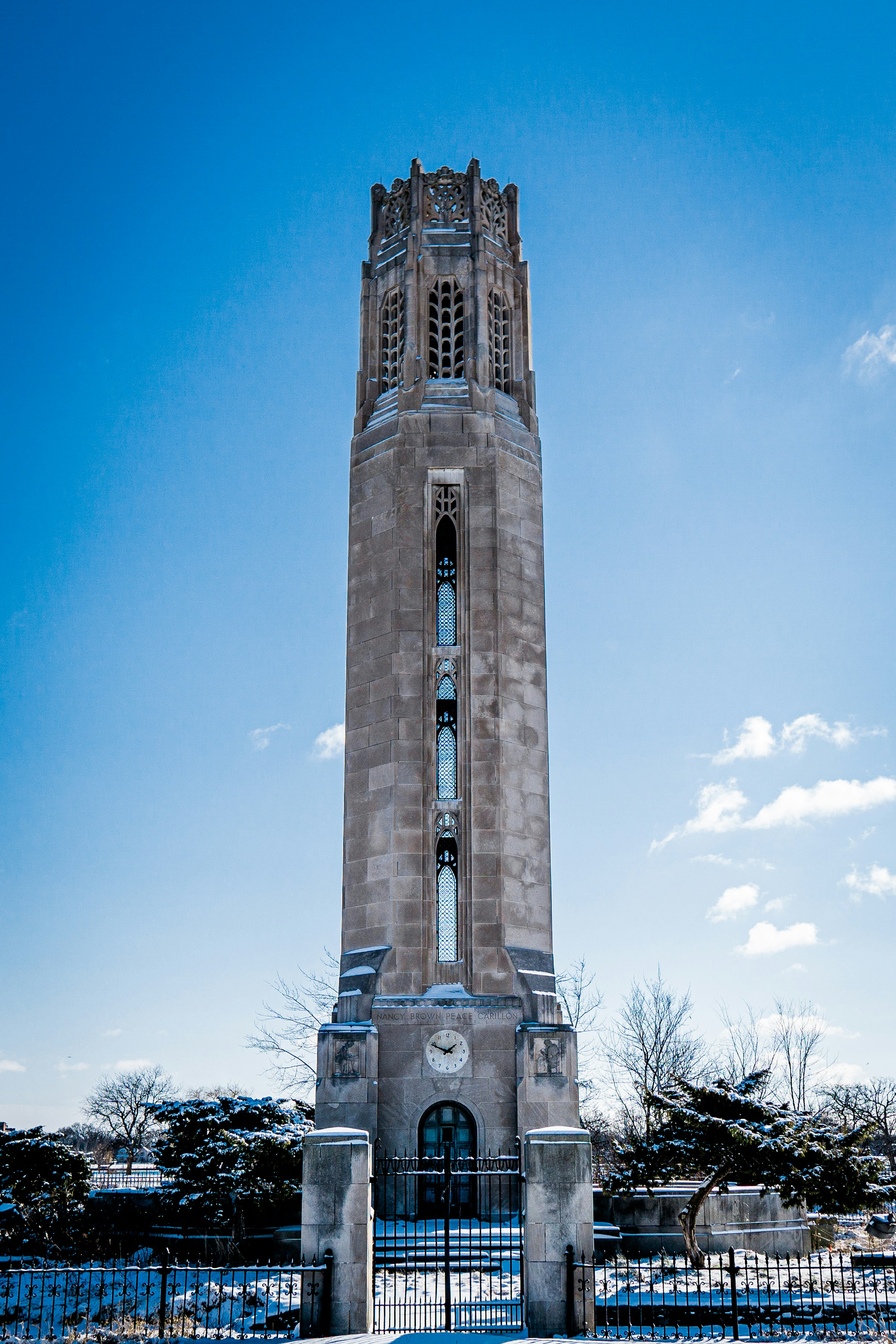 Snowbound Sentinel: Gothic Tower Reaching Skyward