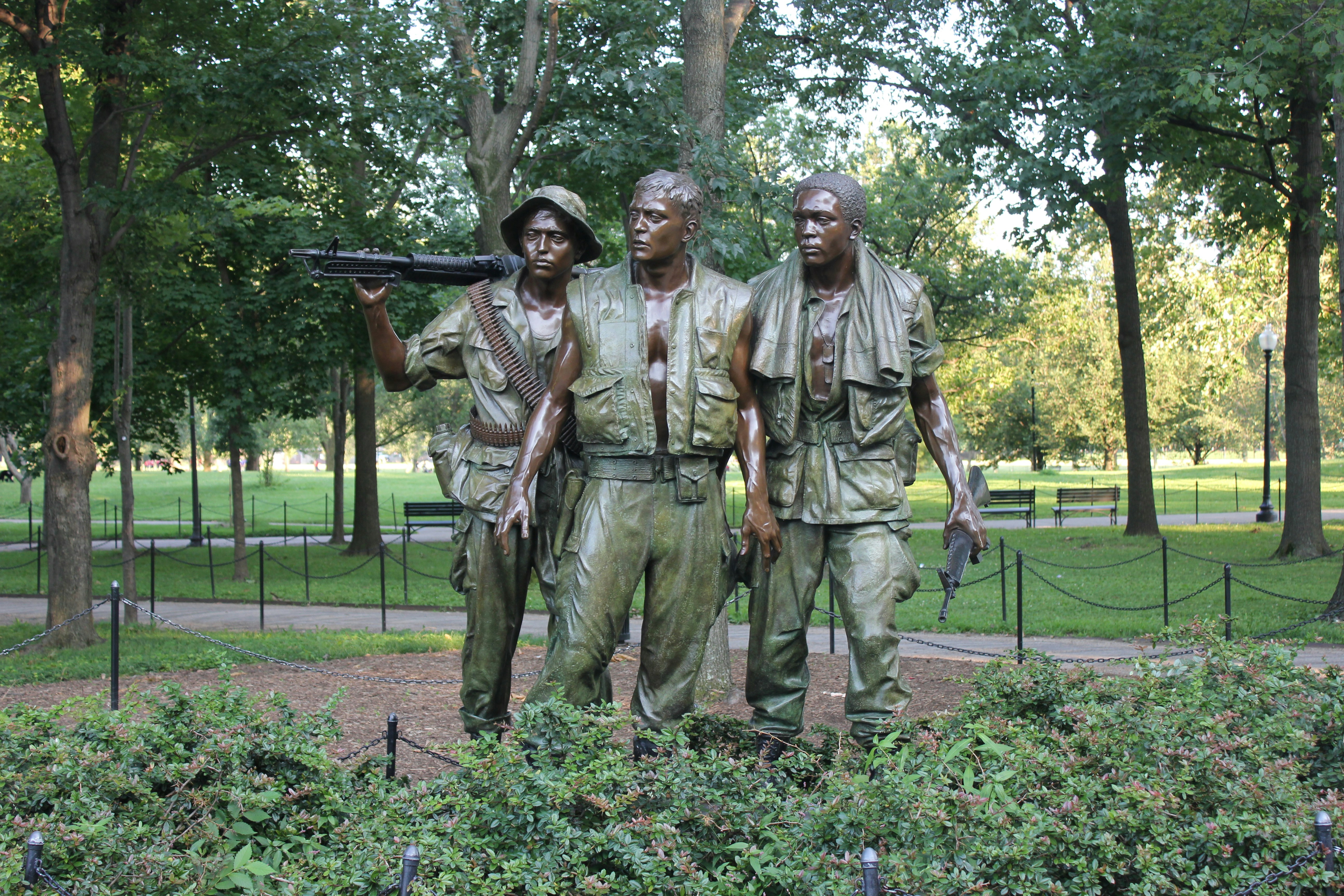 Three bronze statues of soldiers in a park photo – Free Vietnam ...