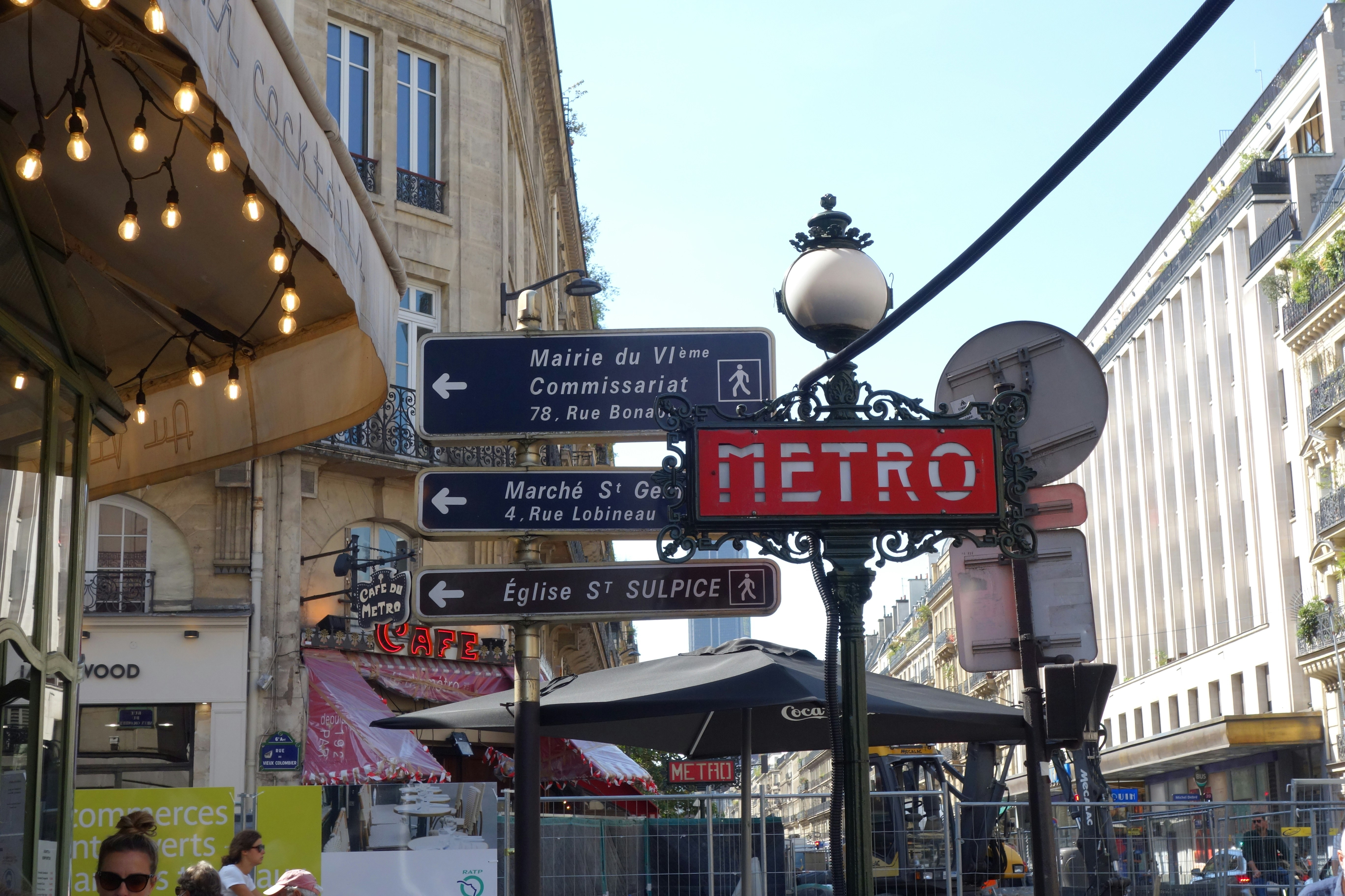 Metro Signage Parade on a Parisian Corner