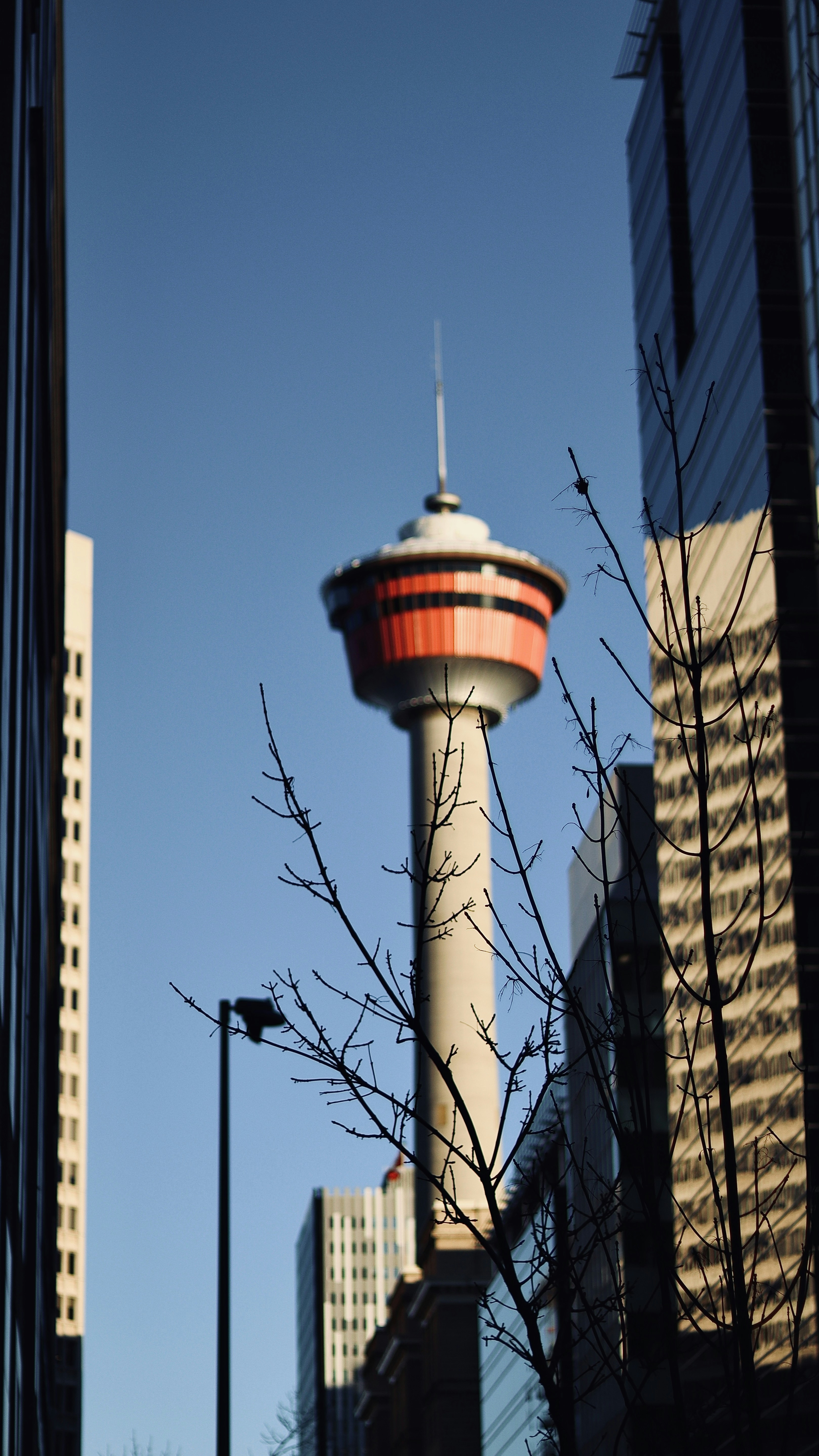 A tall tower with a sky scraper in the background photo – Free City ...