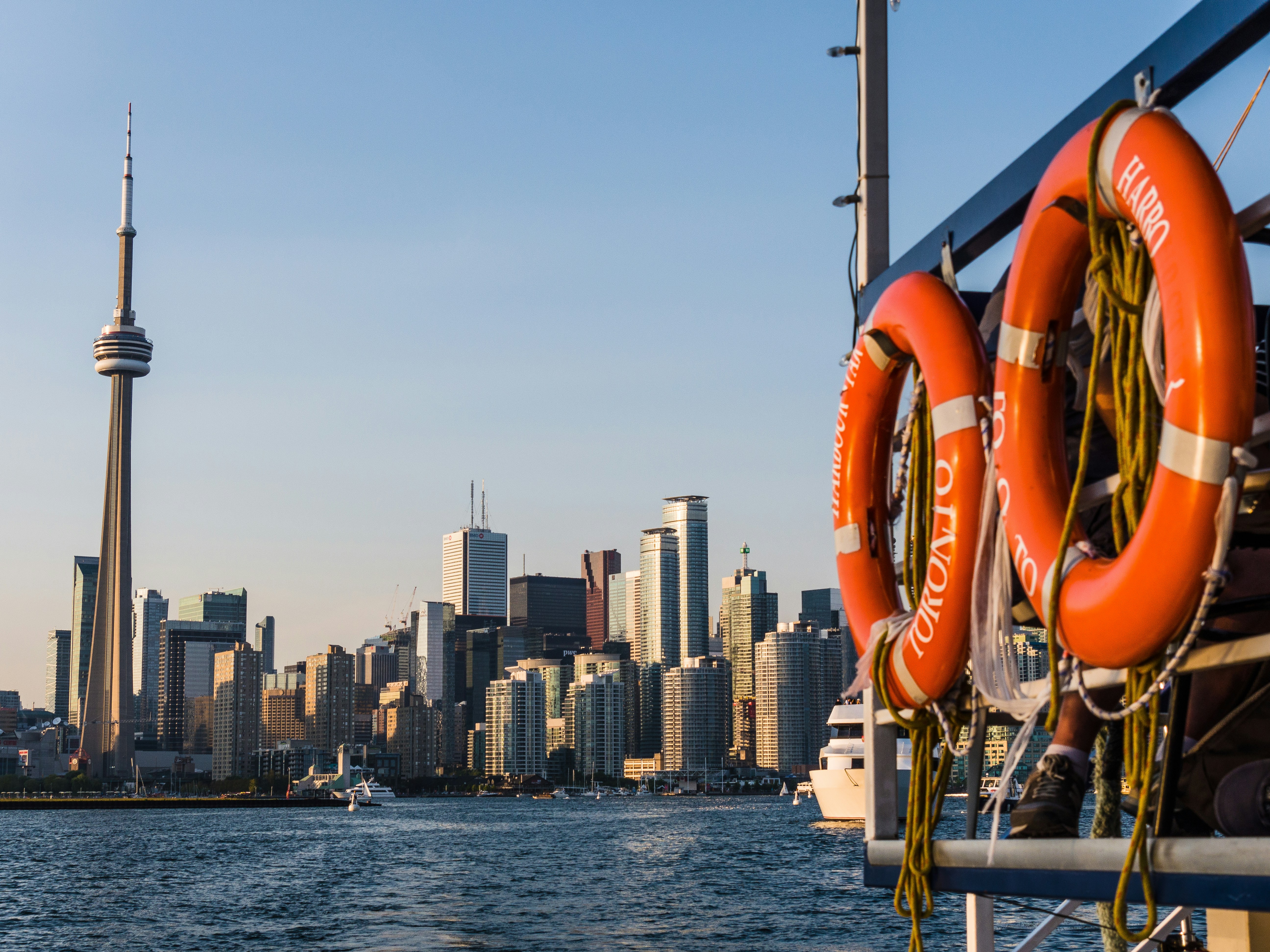 Lifebuoy Lines: Toronto Skyline from the Pier