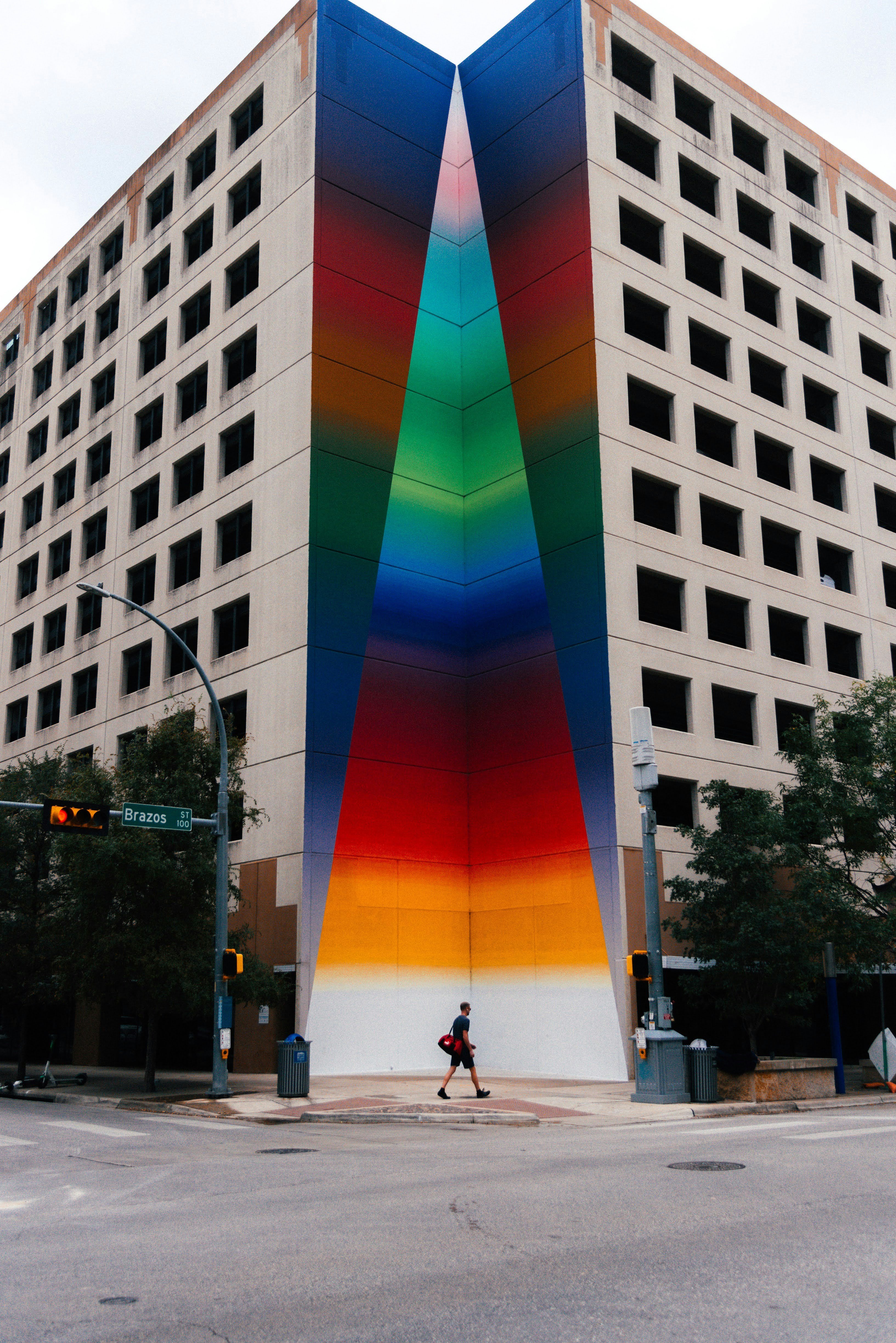 Rainbow Vortex on a City Facade