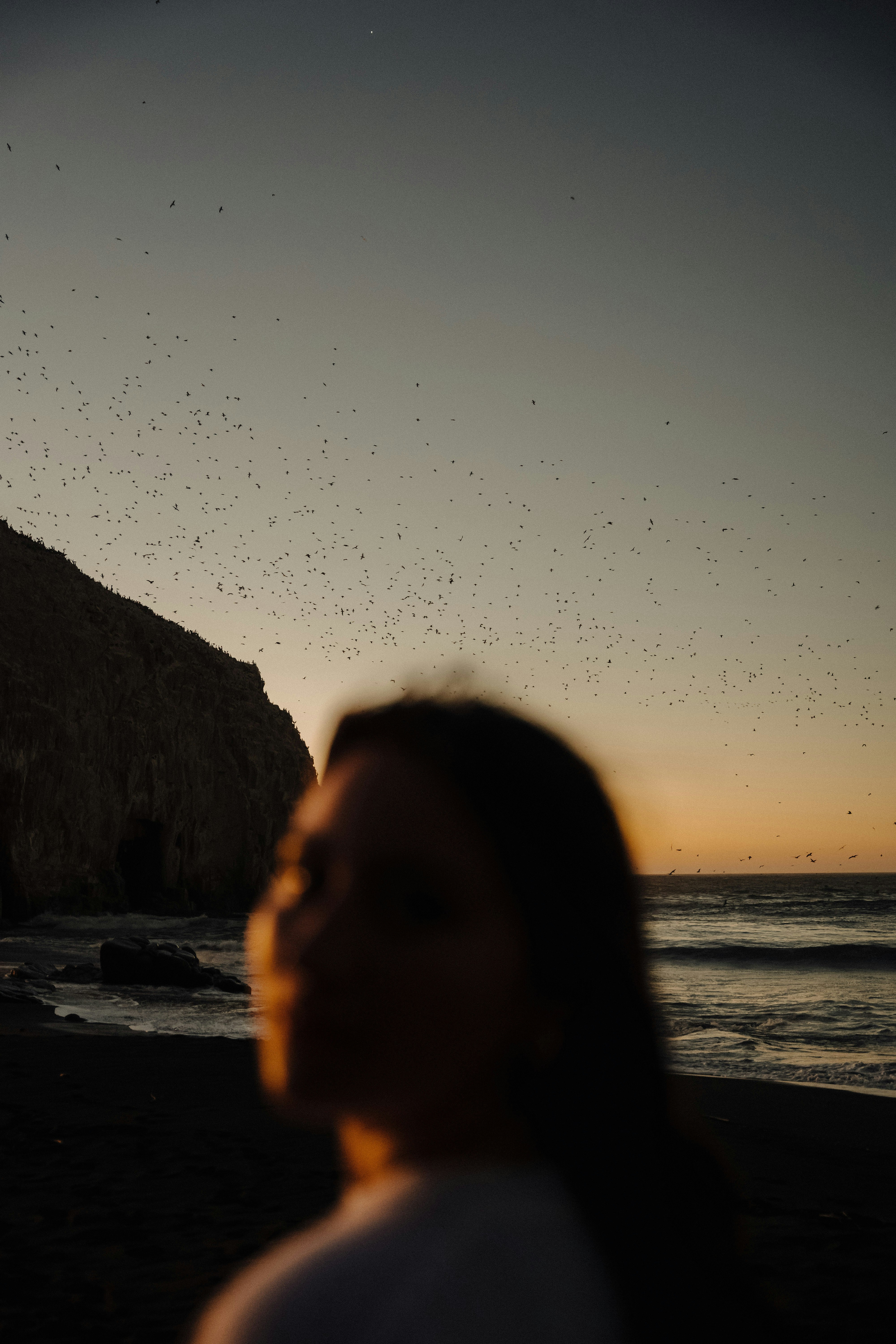 Woman Looking Out At Ocean