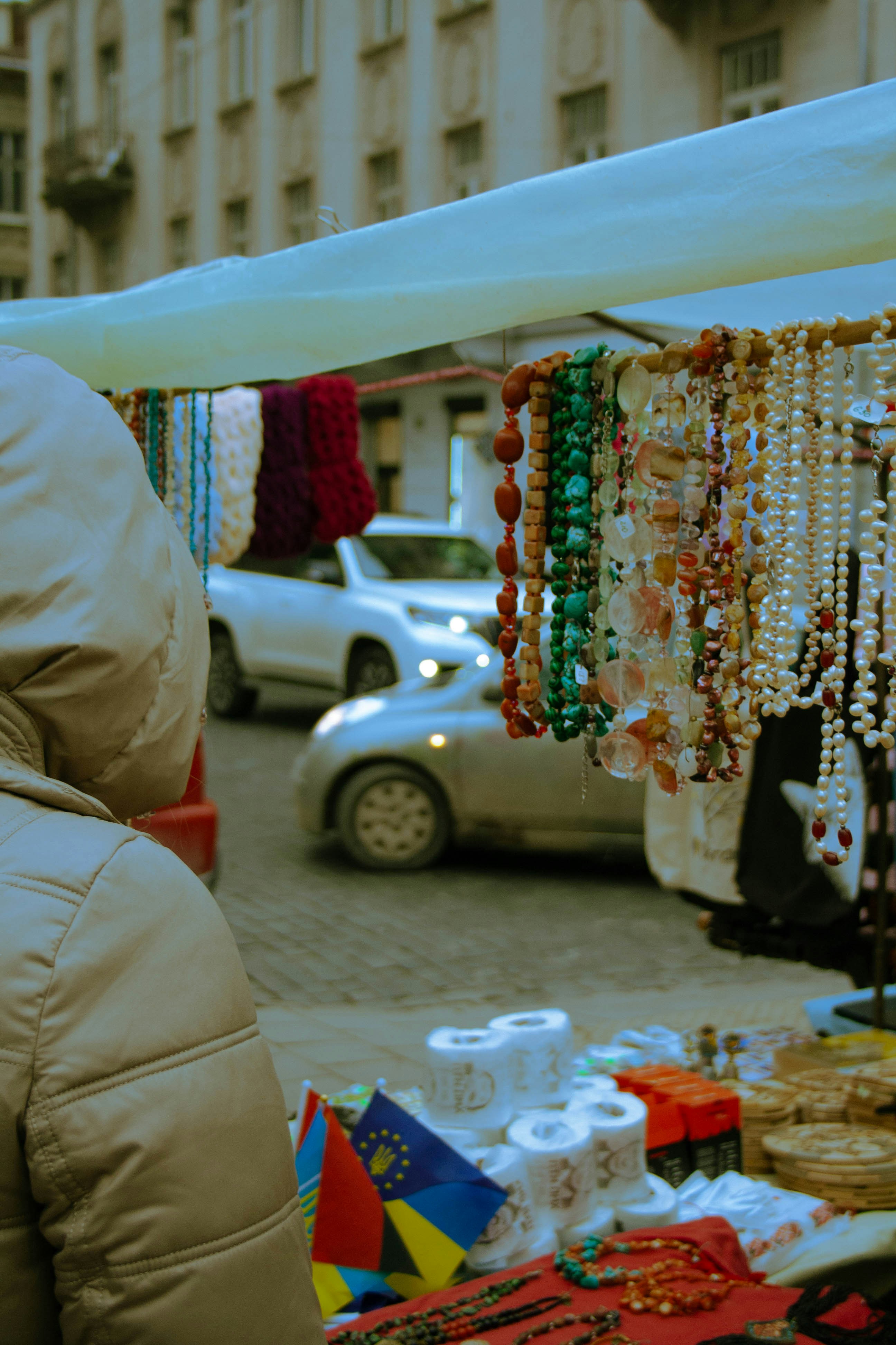 Beaded Bazaar: Colorful Threads and Street Currents