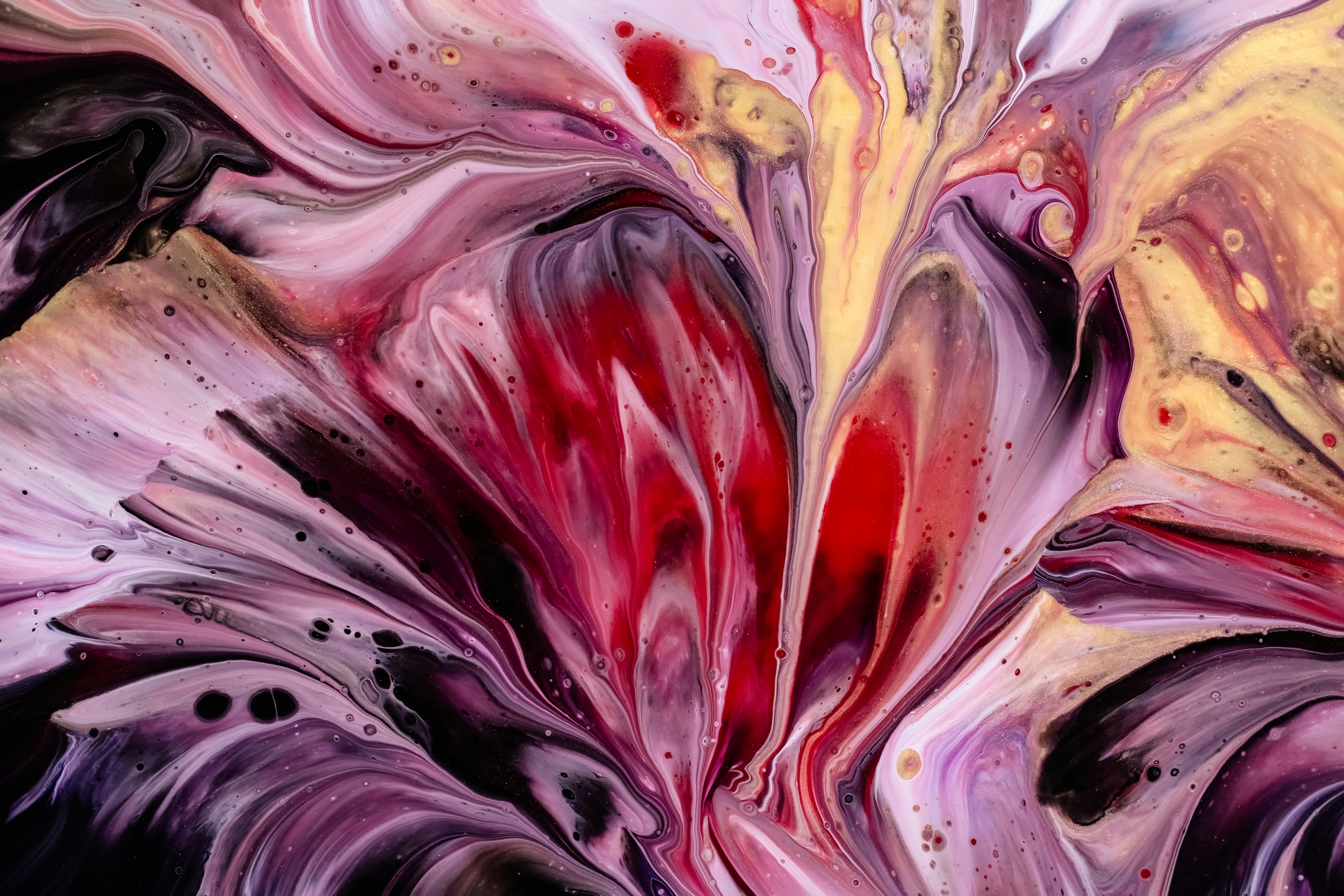 Crimson Crescendo: Fluid Art in a Vivid Spiral