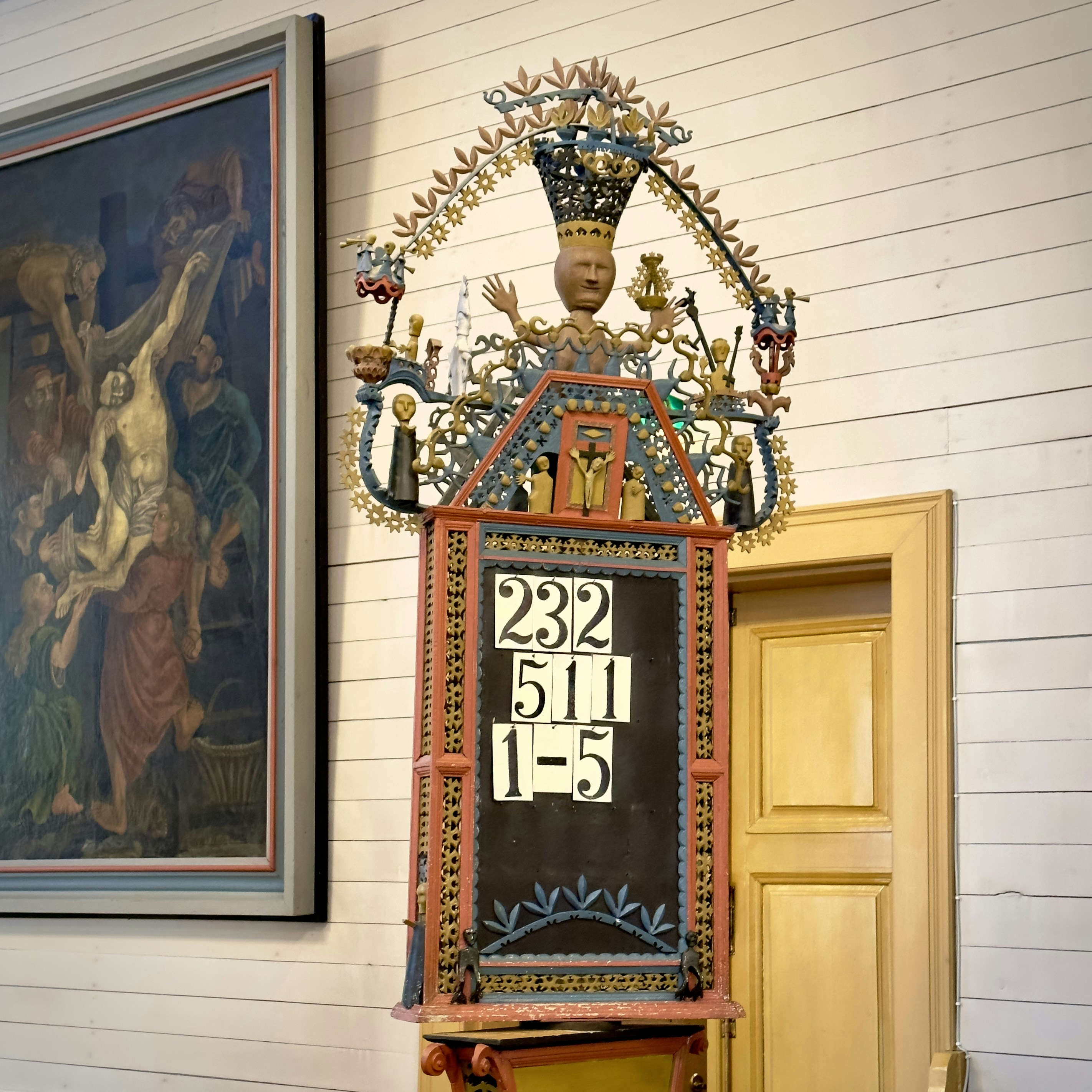 Hundreds of years old song display in Muhos church. Picture taken 2023.