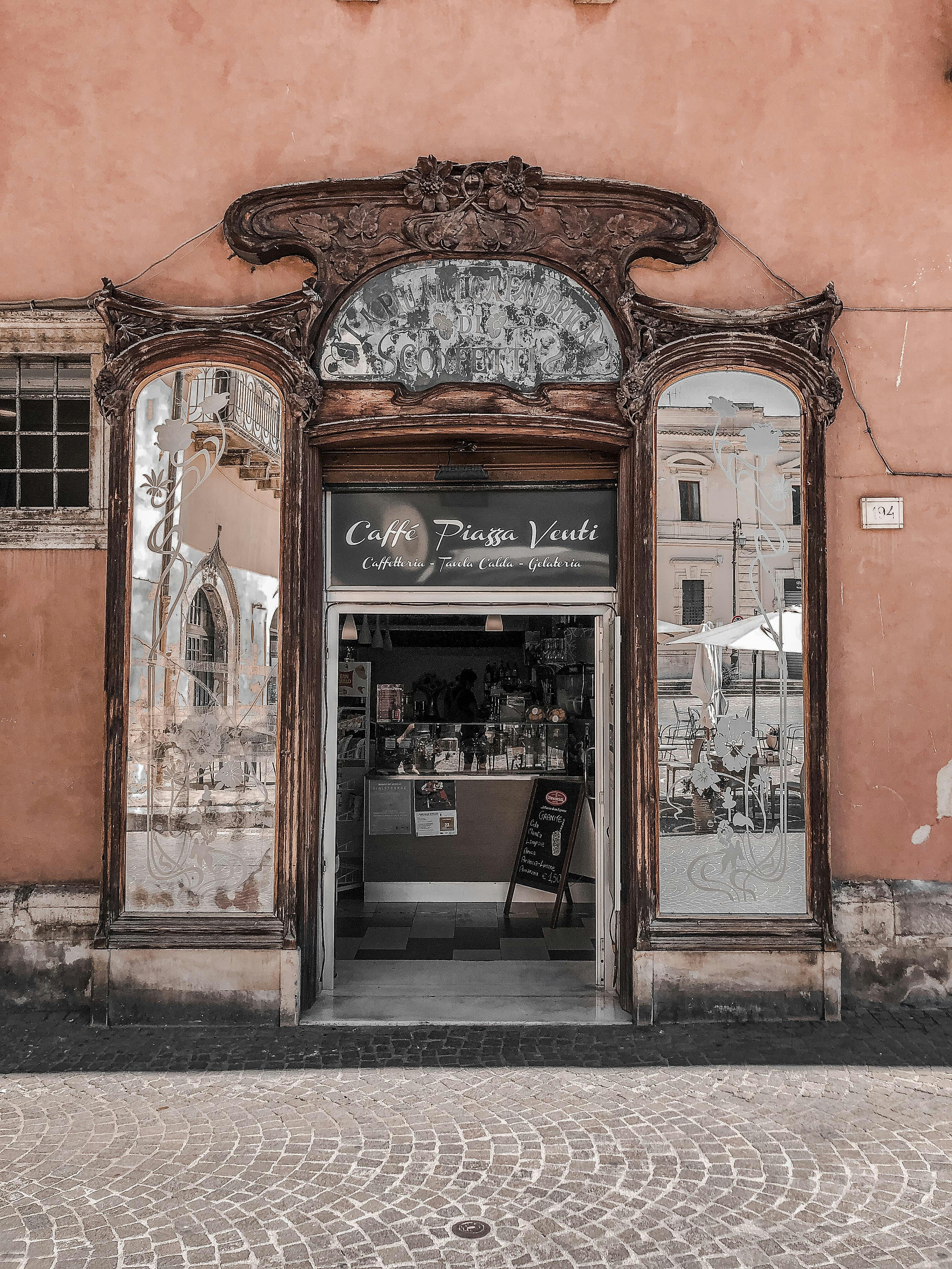 The doorway to a cafe in Sulmona, Italy