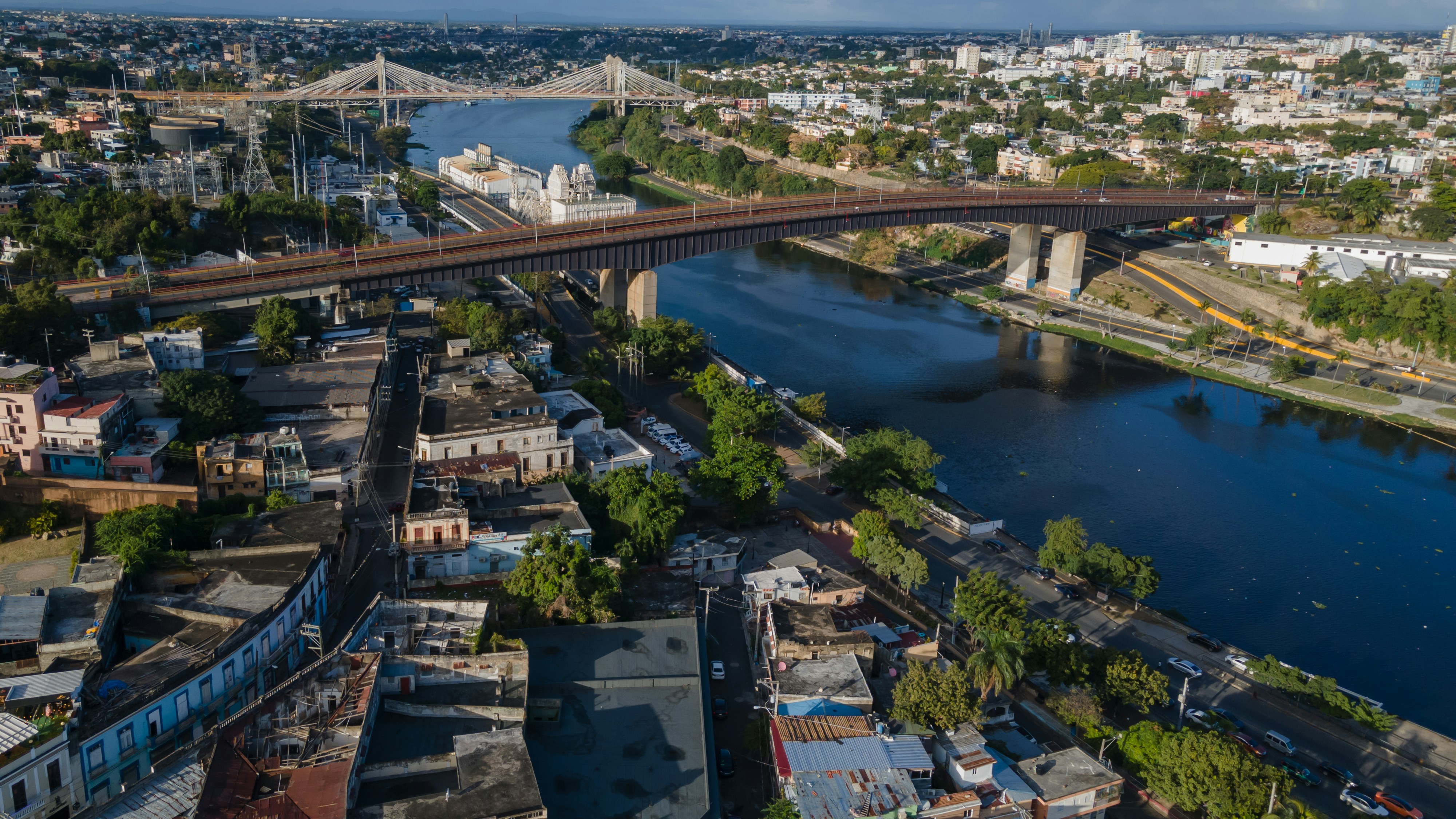 An aerial view of a bridge over a river photo – Free Rio ozama Image on ...