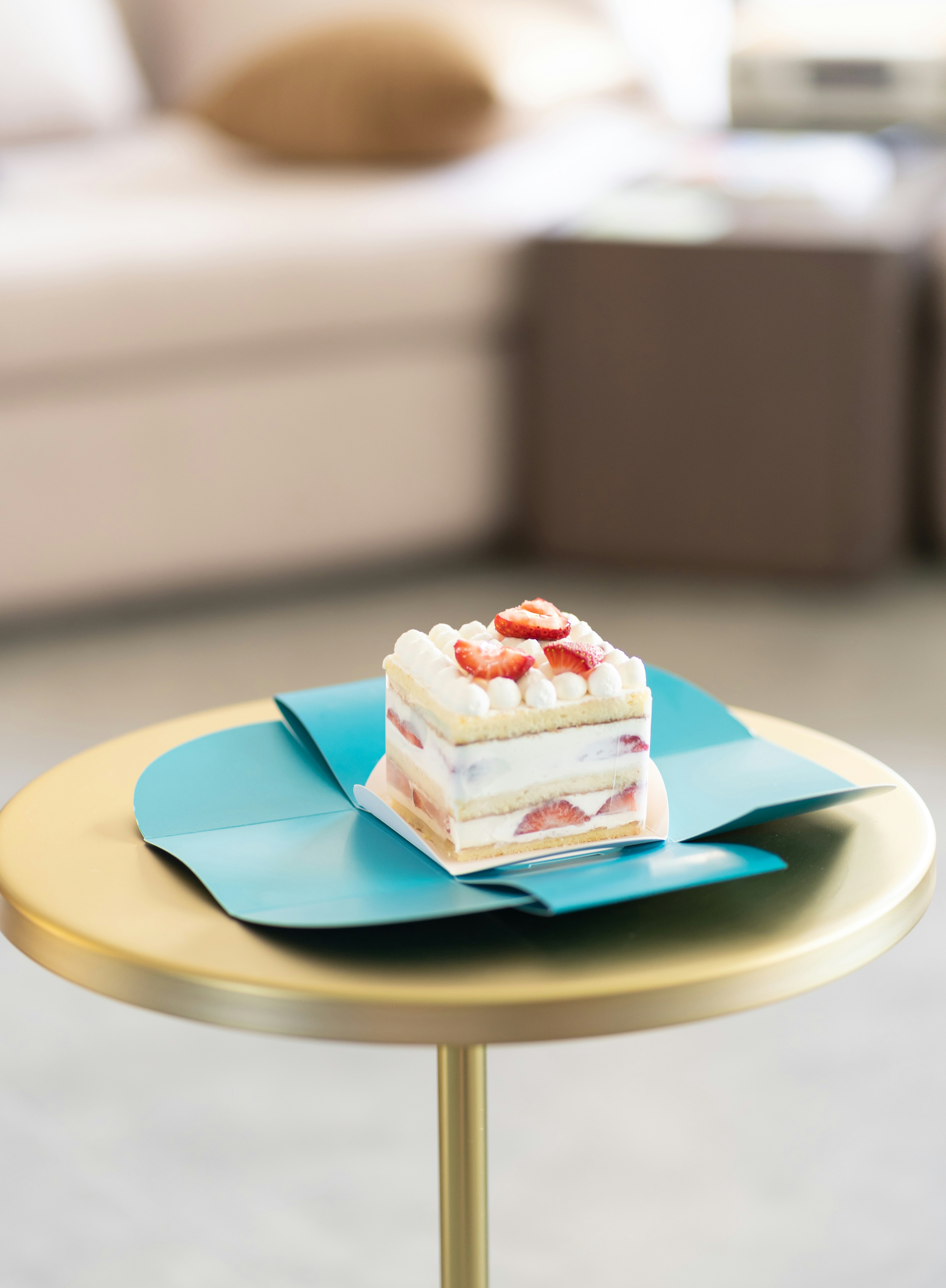 Strawberry Mille-Feuille on a Golden Pedestal
