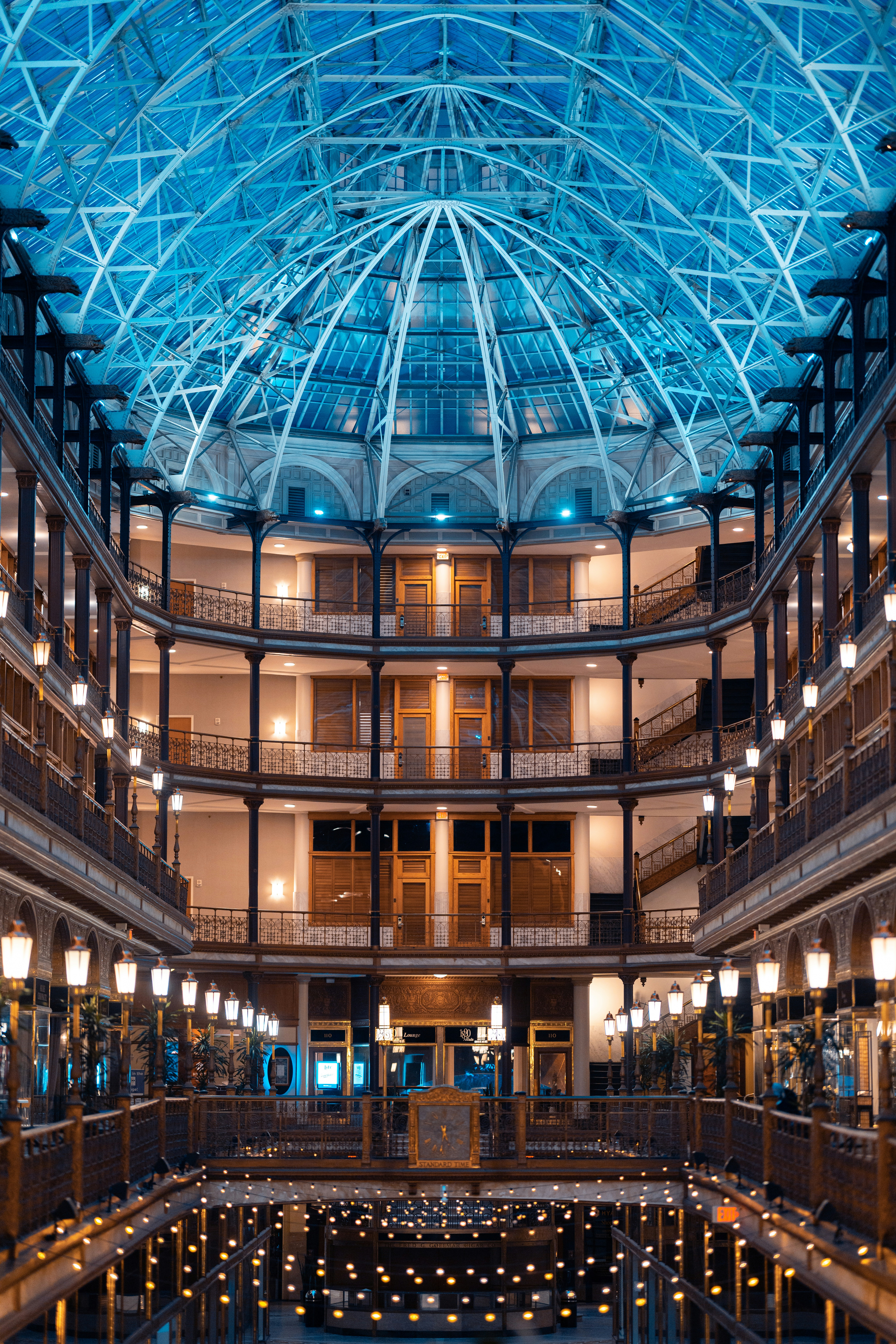 The inside of a large building with a glass ceiling photo – Free ...