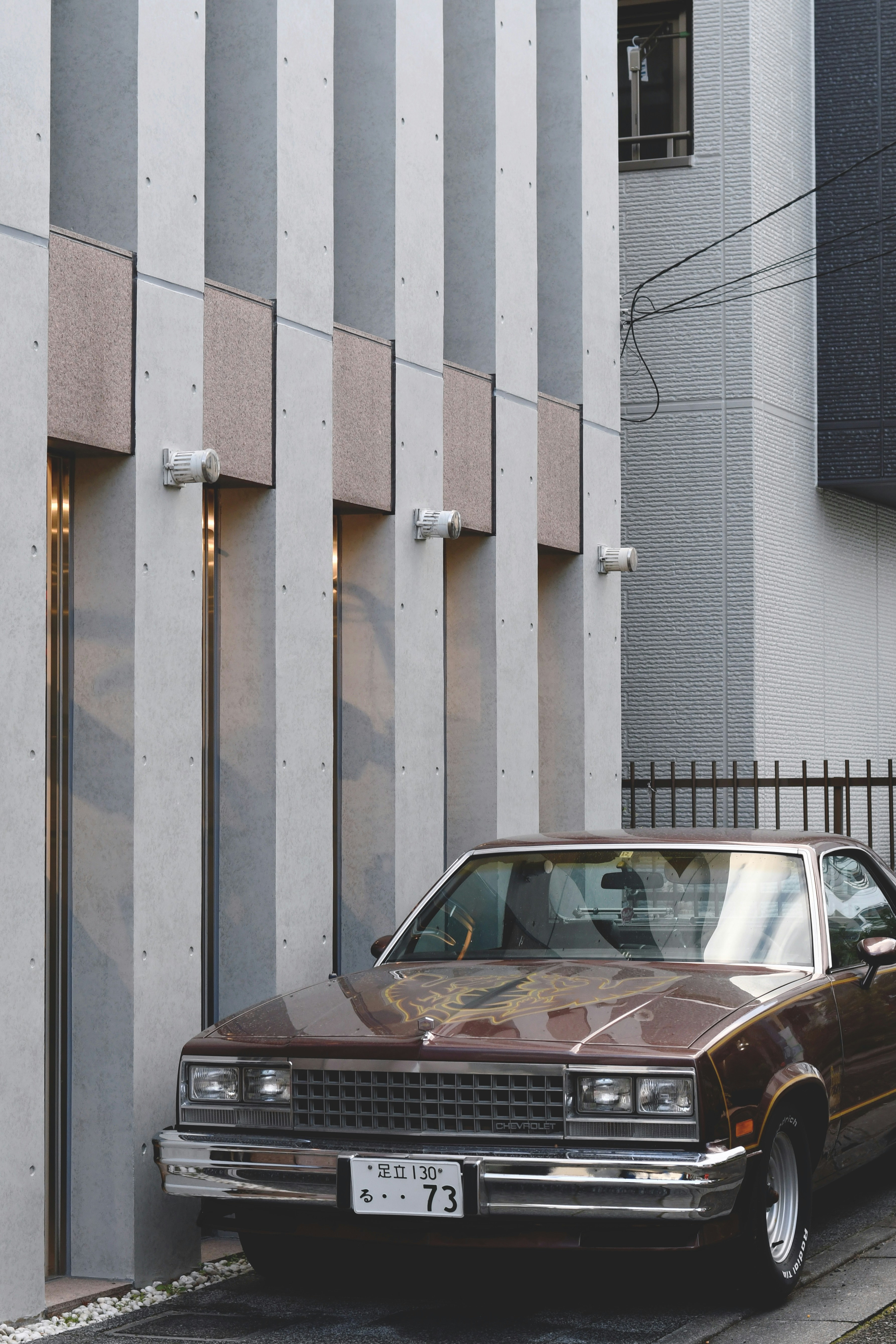 Urban Vintage: Classic Car Against Modern Architecture