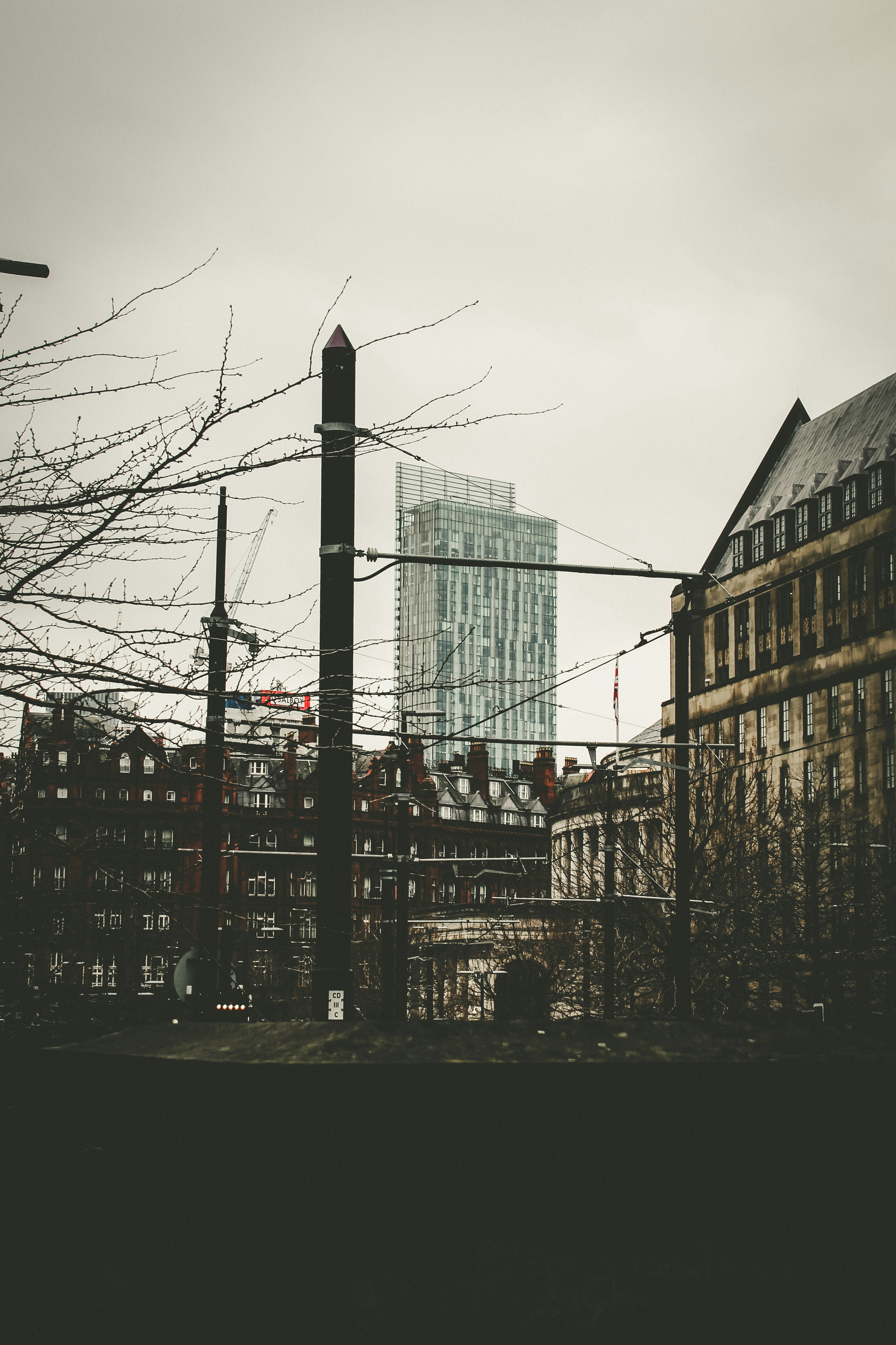 City Edge: Tram Lines, Towers, and Gabled Heritage