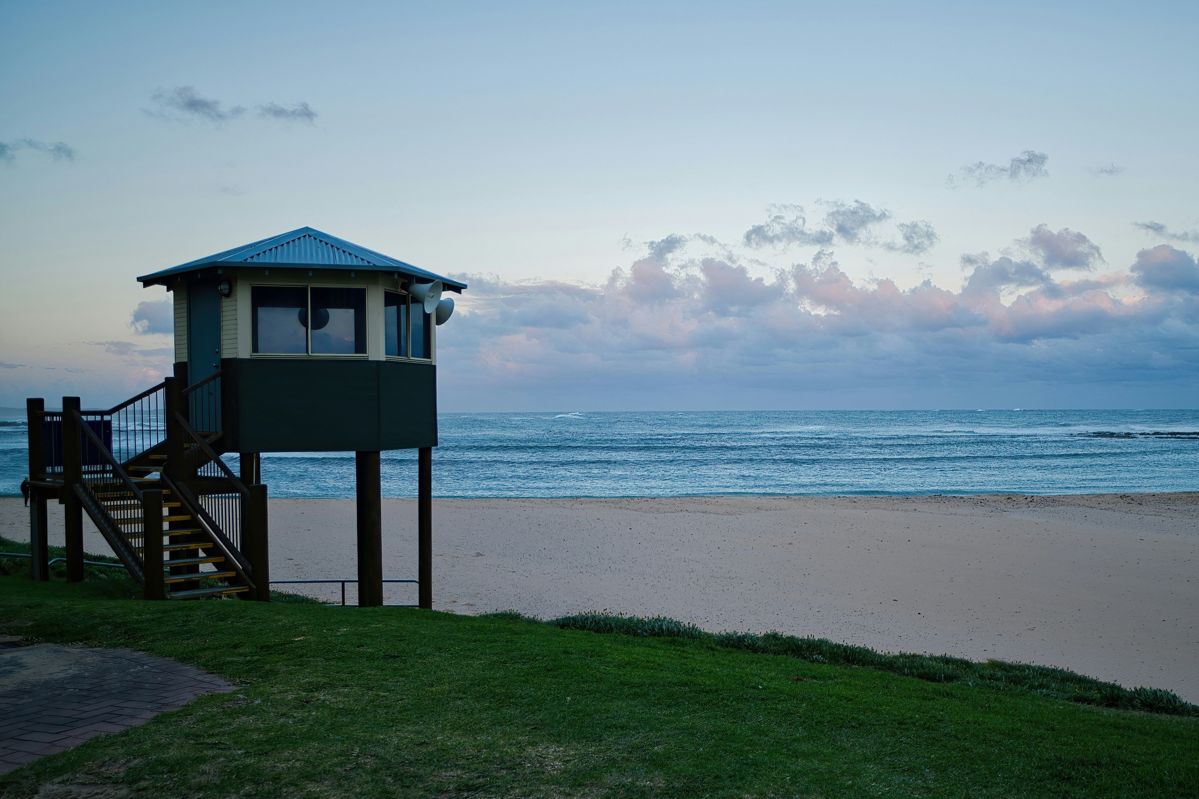 Lifeguard Tower at the Quiet Edge: a Blue Hour Beachscape