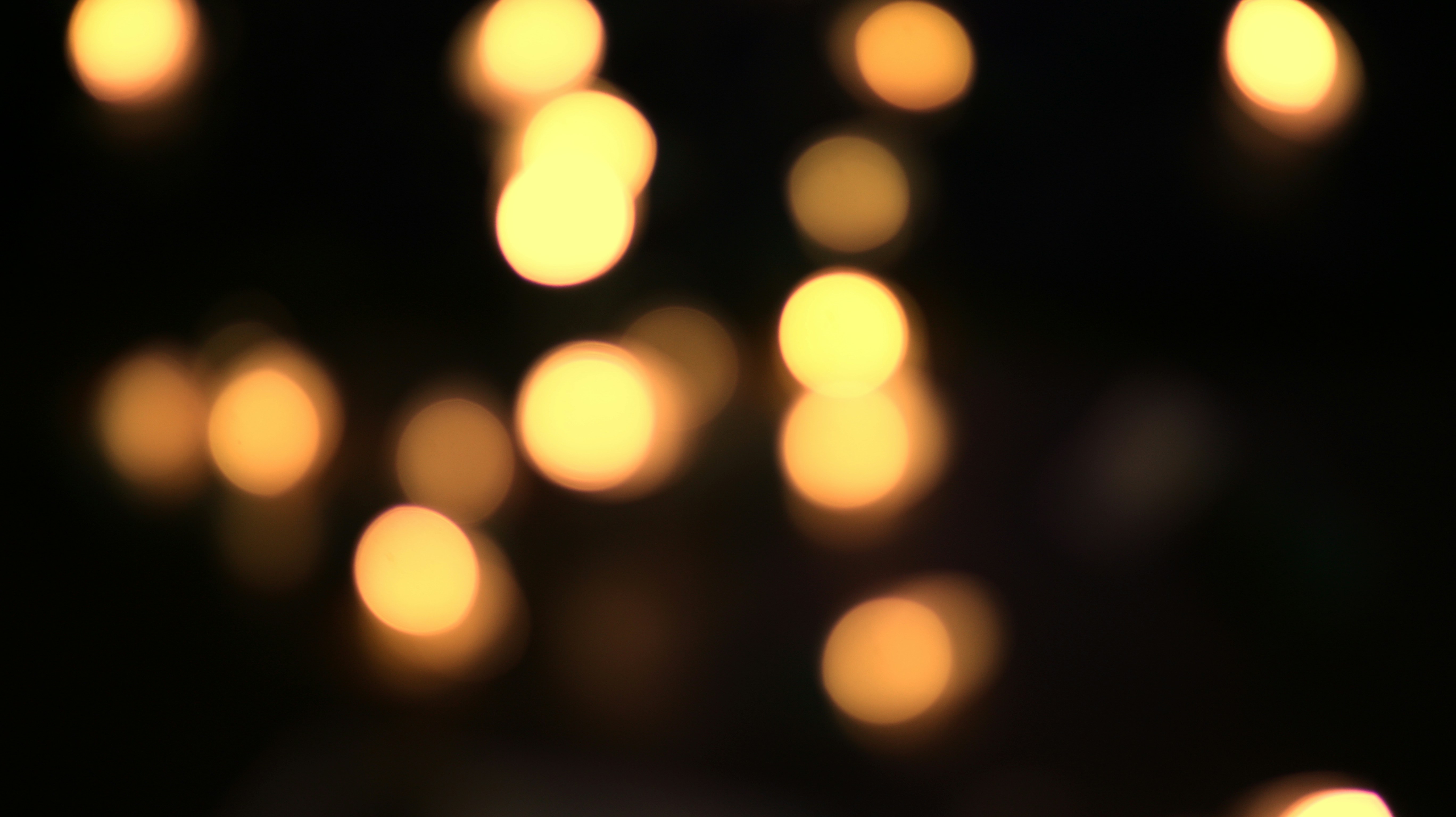 Soft, defocused golden lights create a warm bokeh against a dark background.