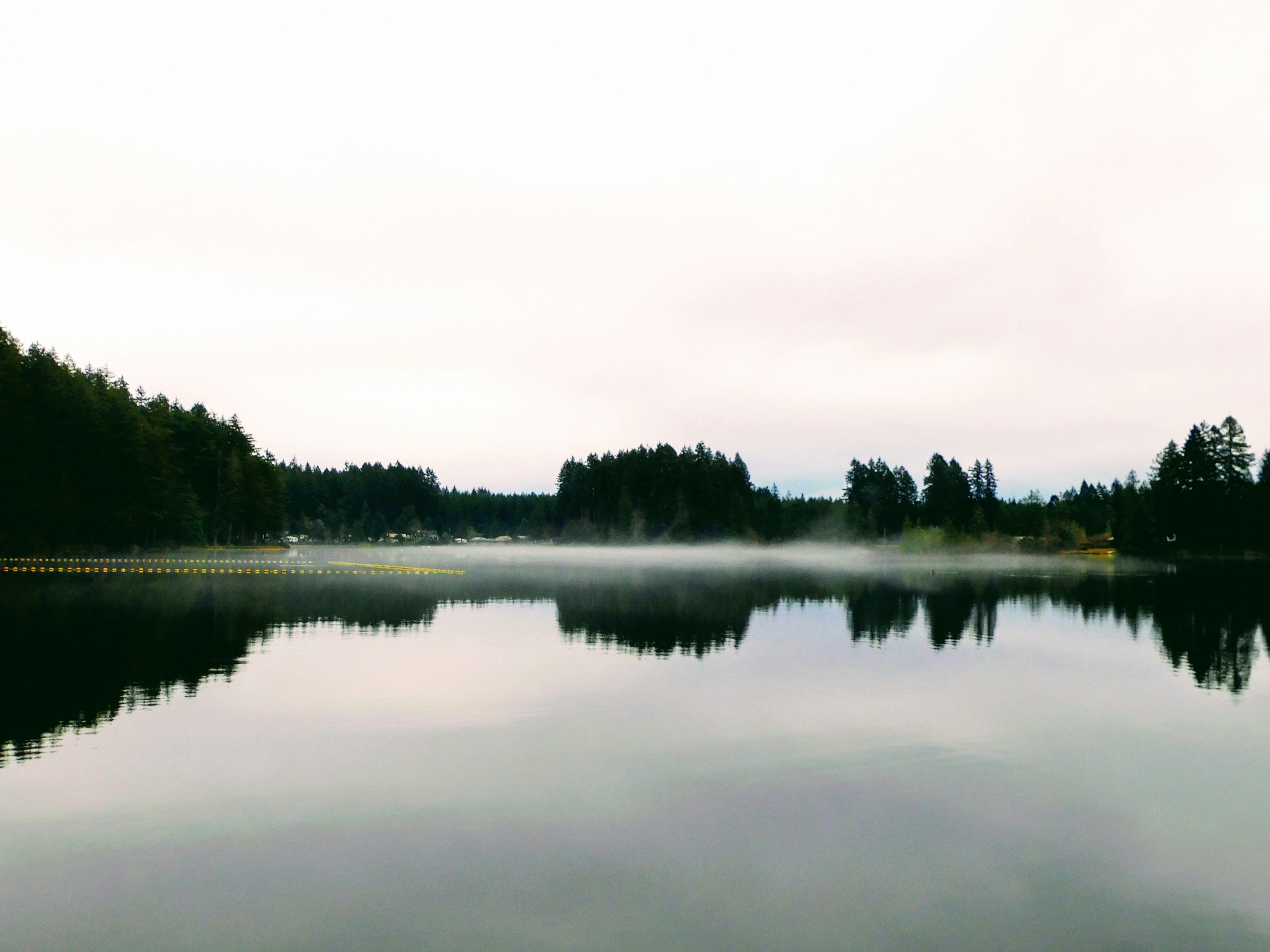 A cloudy day makes the water look gray.