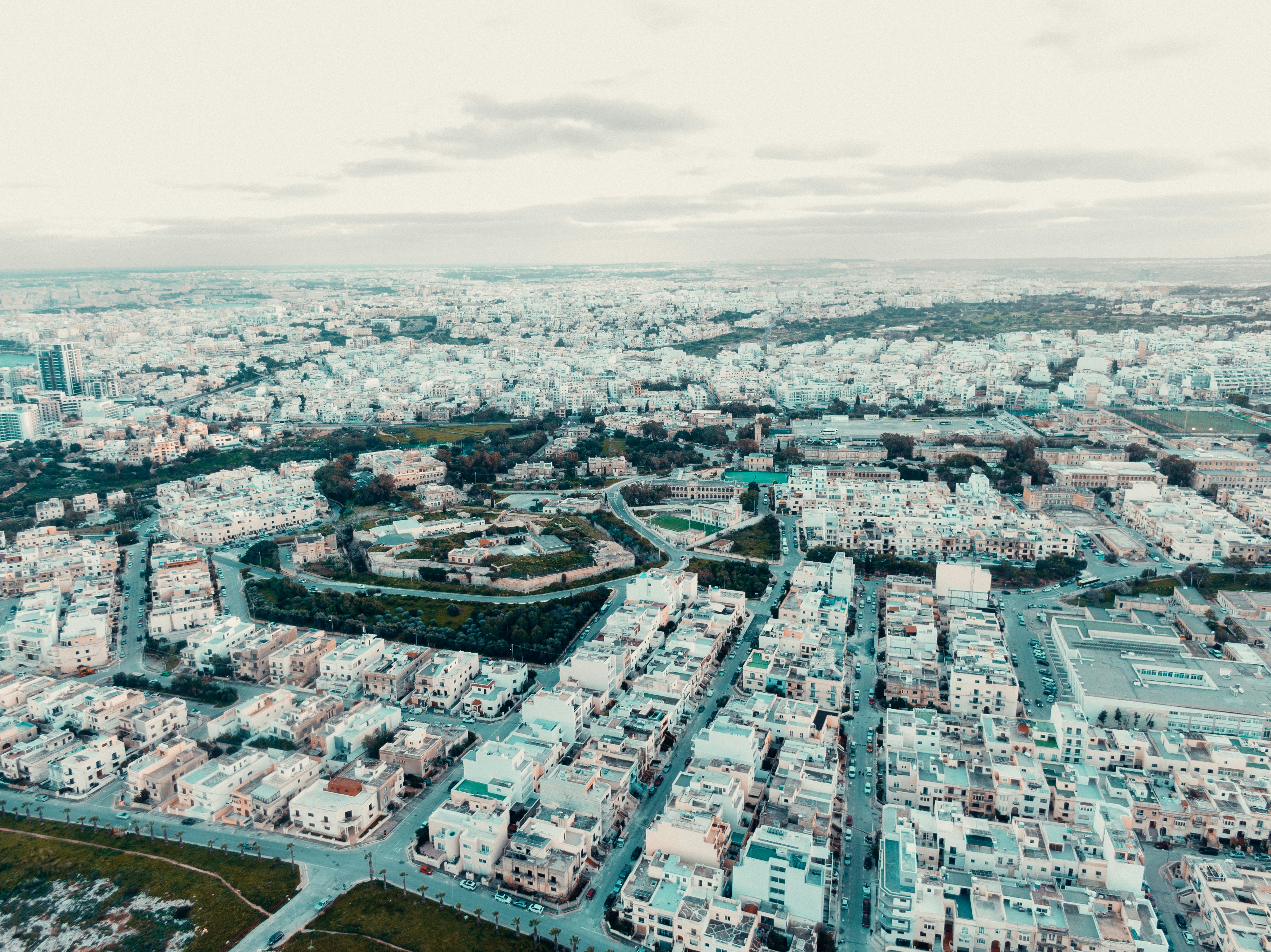 Emerald Enclave Amid the Urban Grid: Aerial Portrait of a City Park