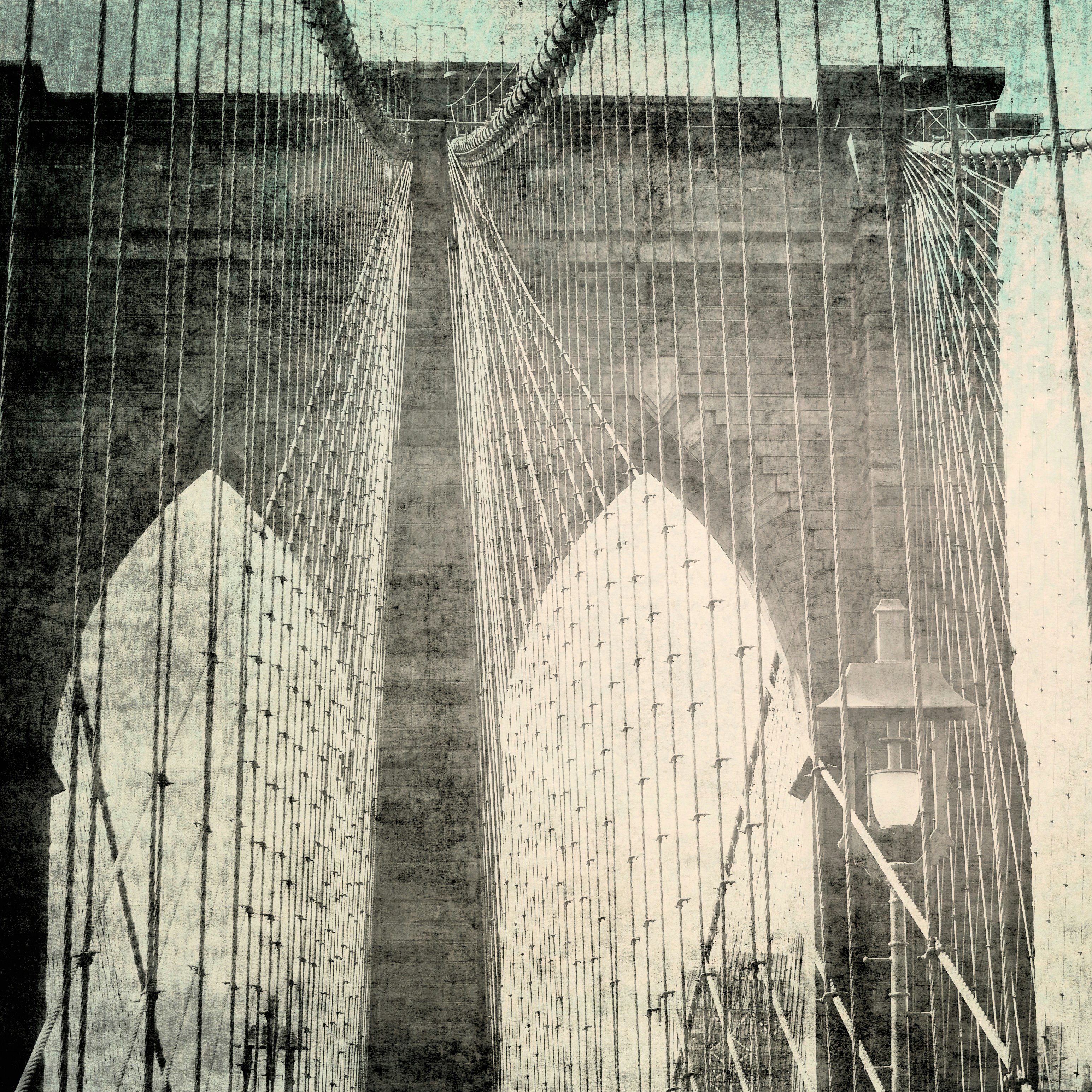 a black and white photo of the brooklyn bridge